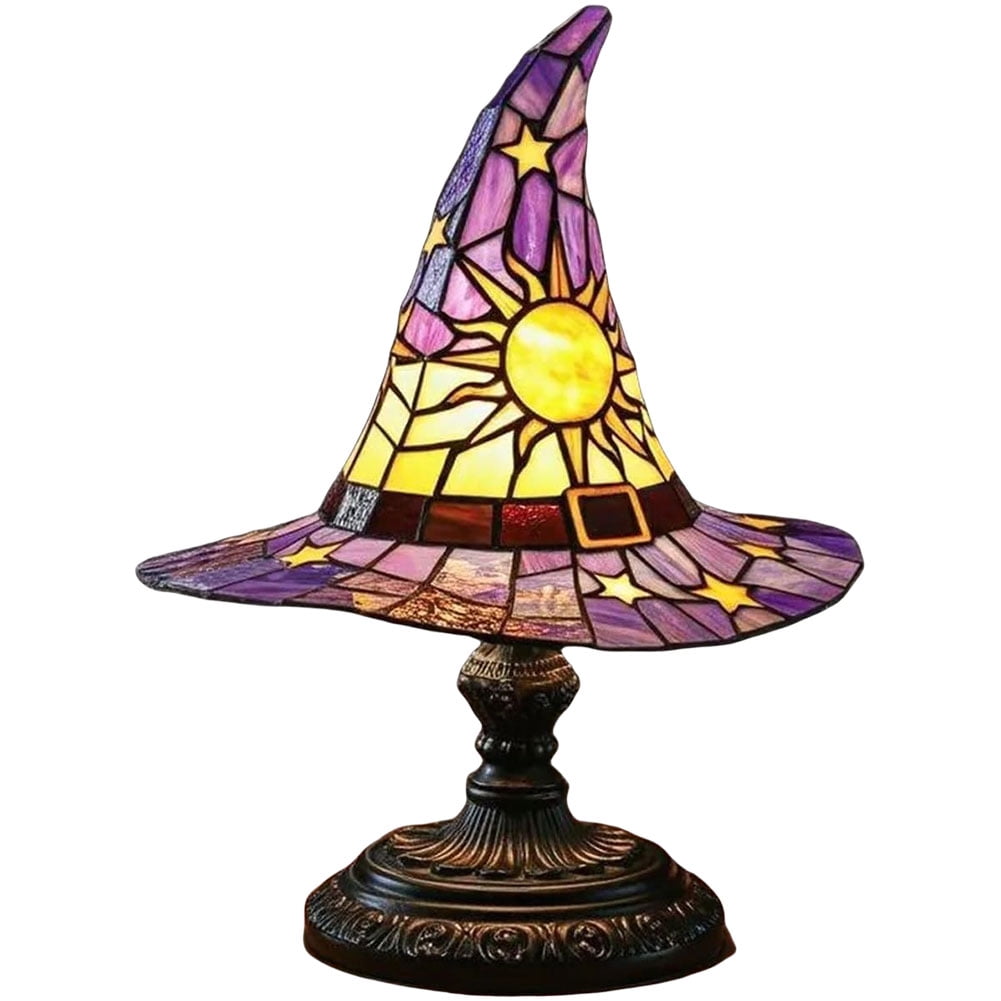 CARRFA Purple Witch Hat Nightstand Night Light, 2025 Stained Glass ...