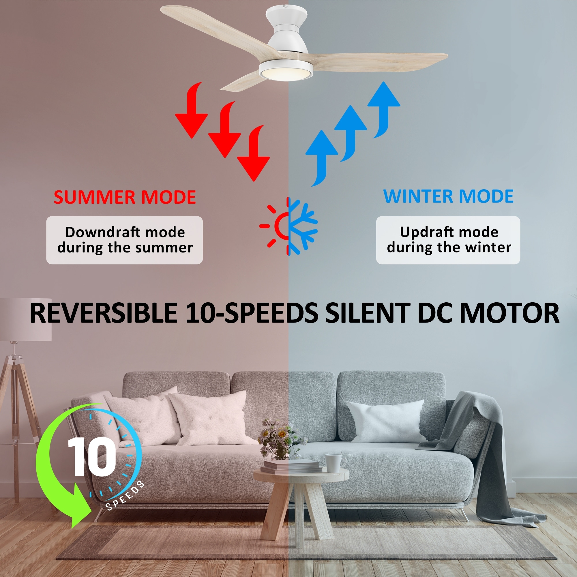 CARRO Abbott 52-inch Indoor/Outdoor Smart Ceiling Fan, Dimmable LED ...