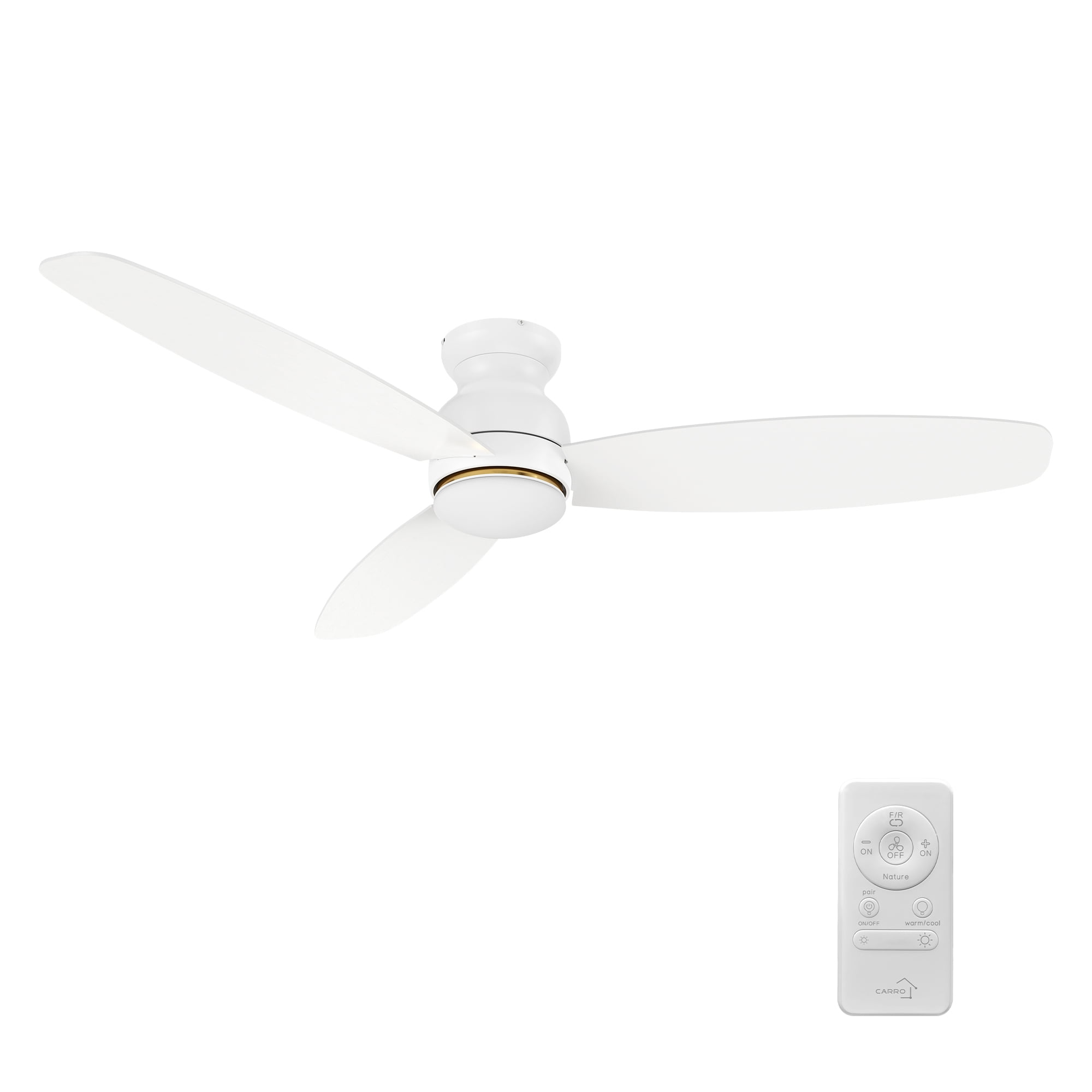 CARRO Arran 60" Large Indoor Flush Ceiling Fan with Remote and Light ...