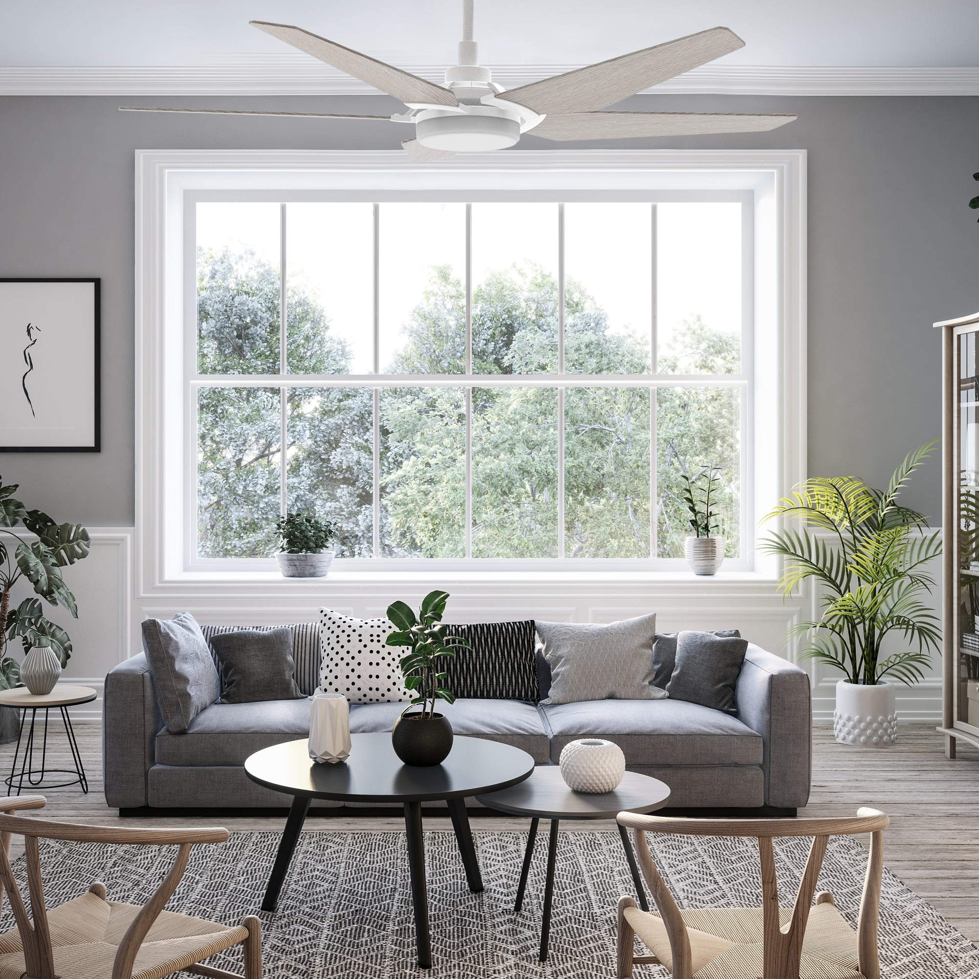 CARRO Boreas 52-inch Indoor/Outdoor Smart Ceiling Fan, Dimmable LED ...