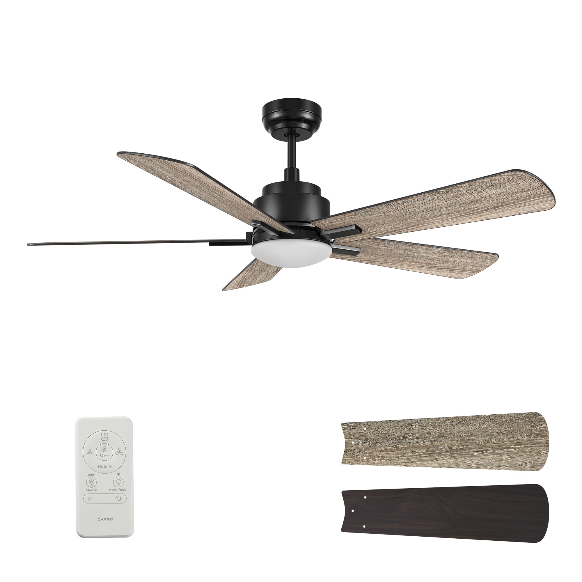 CARRO Elliott 52-inch Indoor/Outdoor Smart Ceiling Fan, Dimmable LED ...