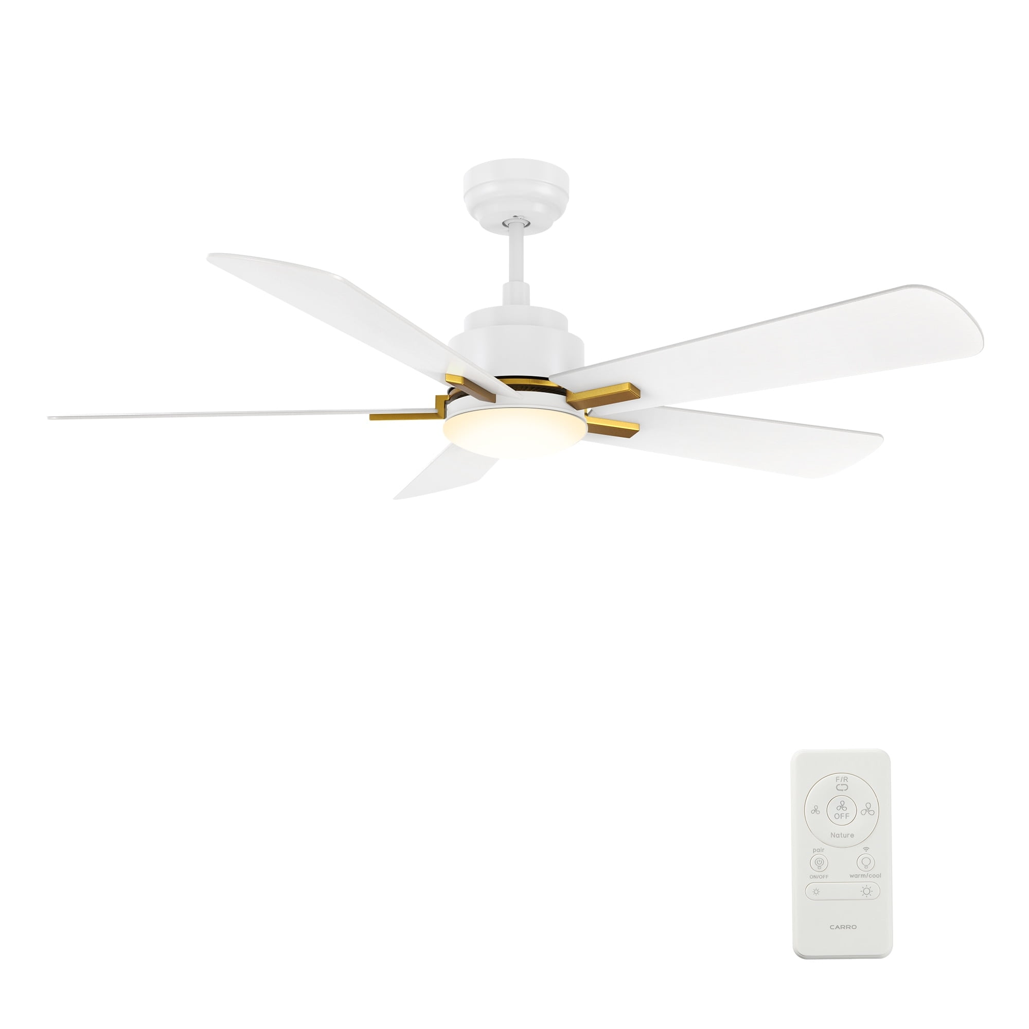 CARRO Elliott 52-inch Indoor/Outdoor Smart Ceiling Fan, Dimmable LED ...