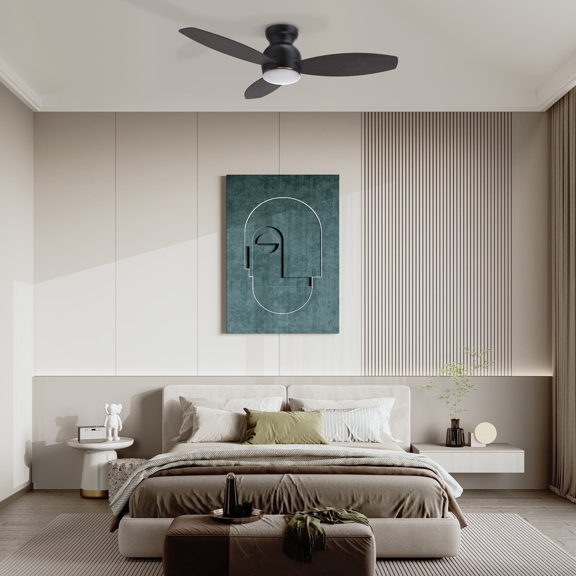 CARRO Reed 48-inch Indoor Ceiling Fan with Remote,Dimmable LED Light ...