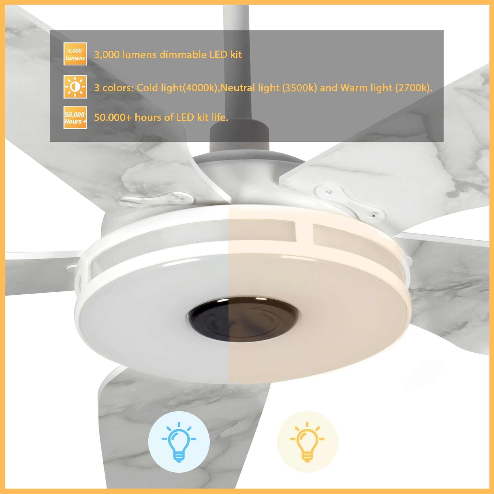 CARRO Sutton 52-inch Indoor/Outdoor Smart Ceiling Fan, Dimmable LED ...