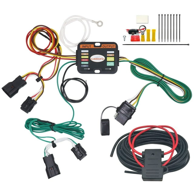 CARROFIX Custom-Fit Vehicle Wiring Kit w/ 4-Way Flat Trailer Connector ...