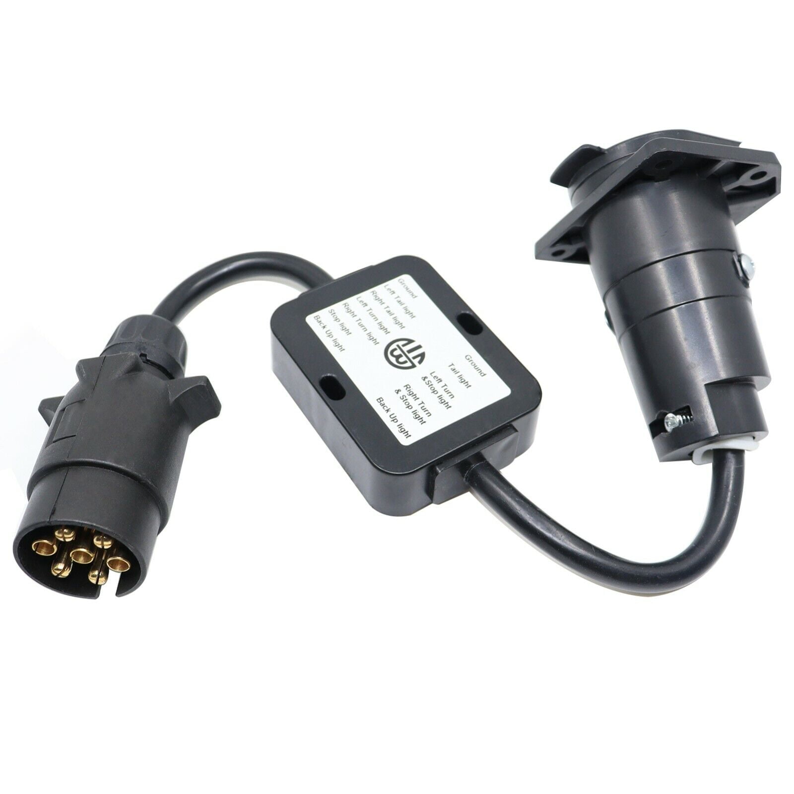 CARROFIX Trailer Light Converter for European Round 7-Pin Plug to USA 7 ...