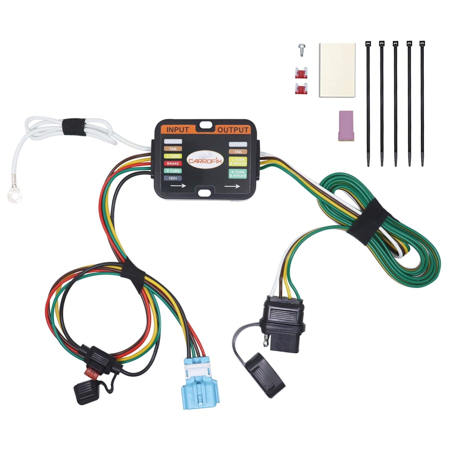 CARROFIX Vehicle Wiring Kit Harness with 4 Way Flat Trailer Connector ...