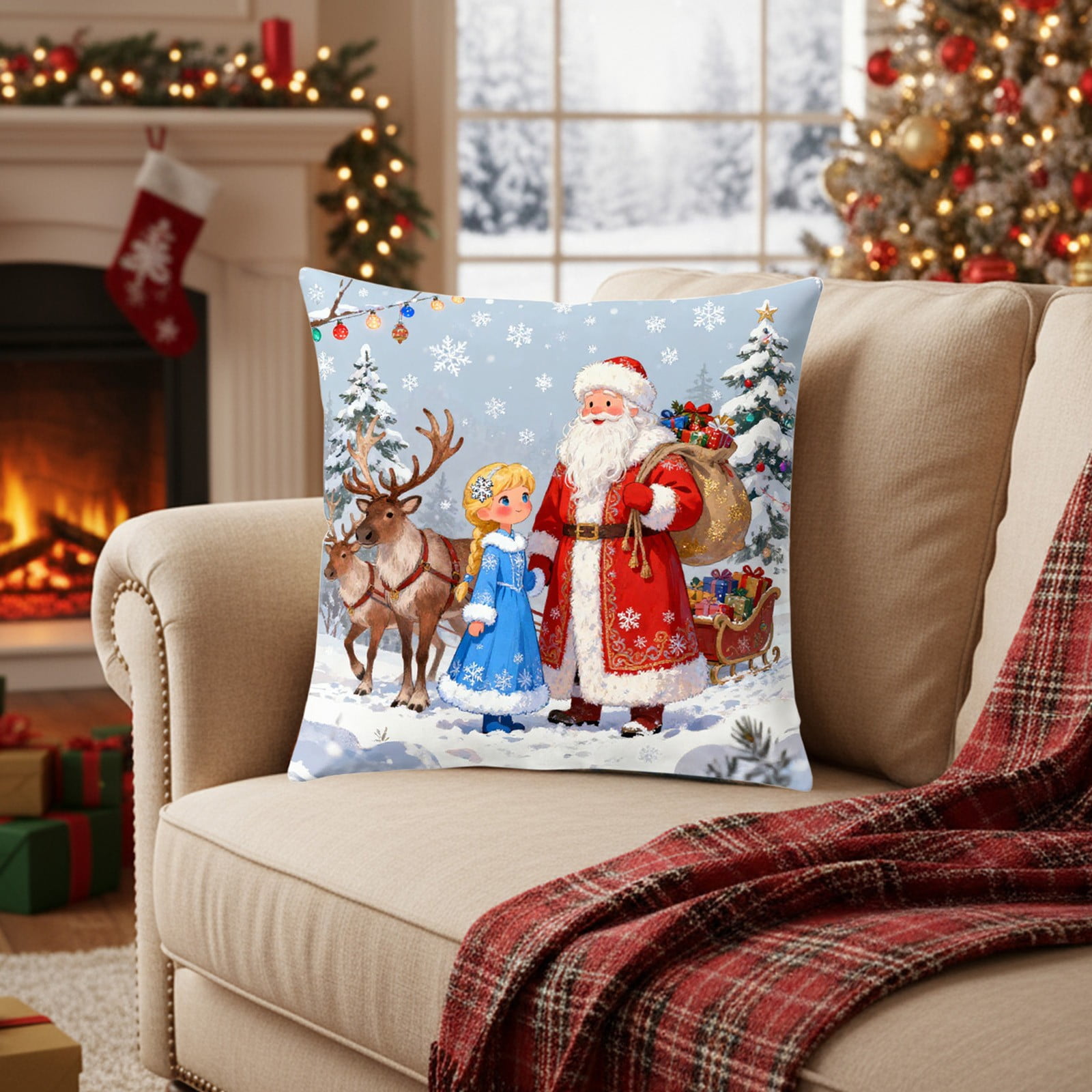 CARRYKING Festive Pillow Case 17.7x17.7 Inches with Soft Fabric and ...