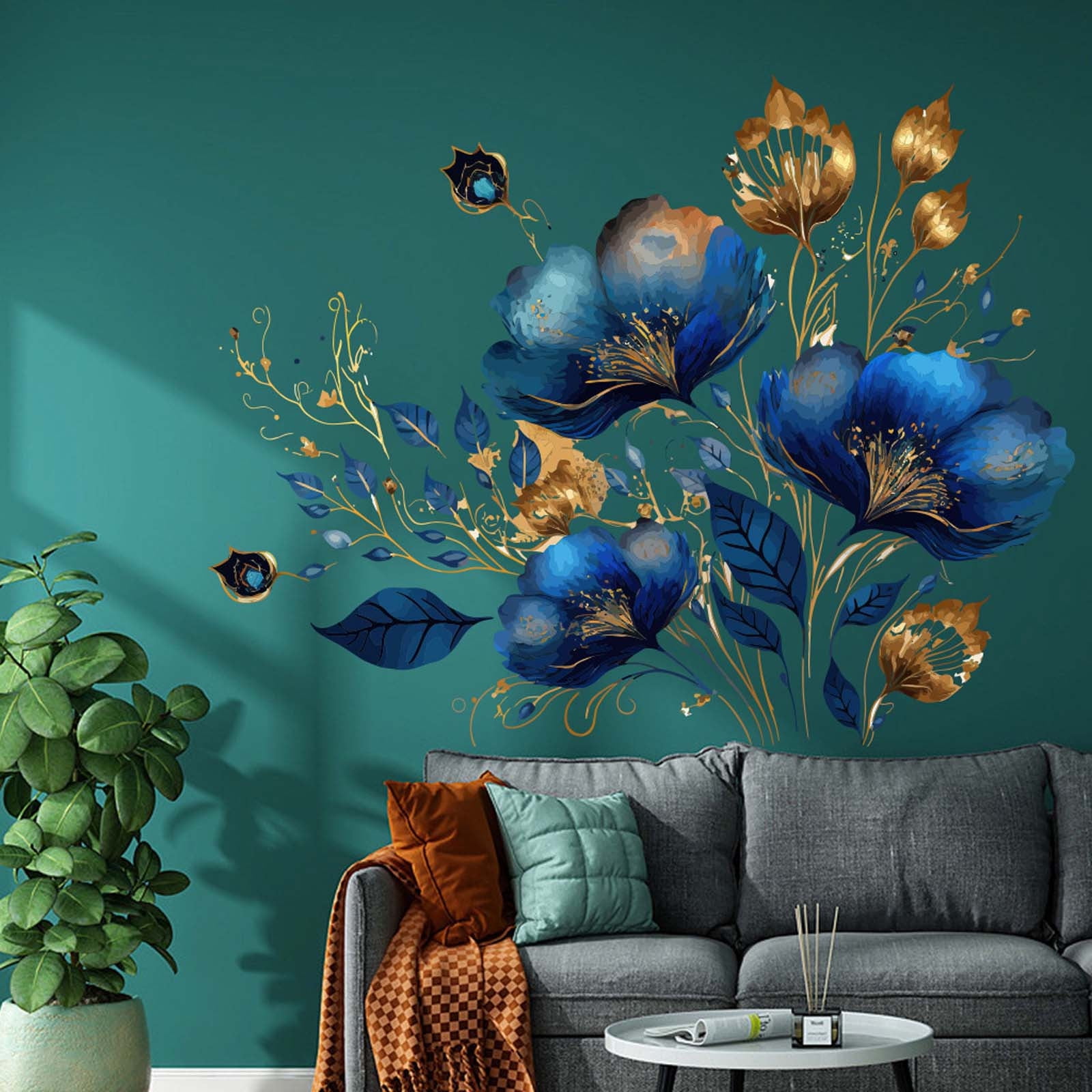 CARRYKING Large Flower Wall Decals, Self-Adhesive Removable Vinyl ...