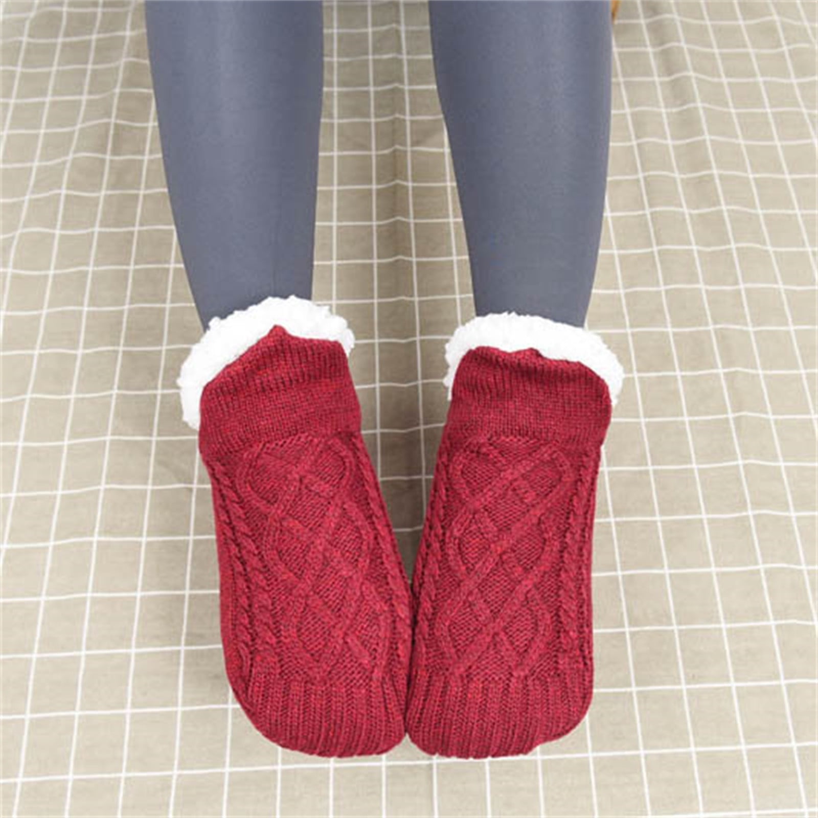 CARRYKING Women's Fleece Lined Non-Slip Slipper Socks, Warm Fuzzy ...