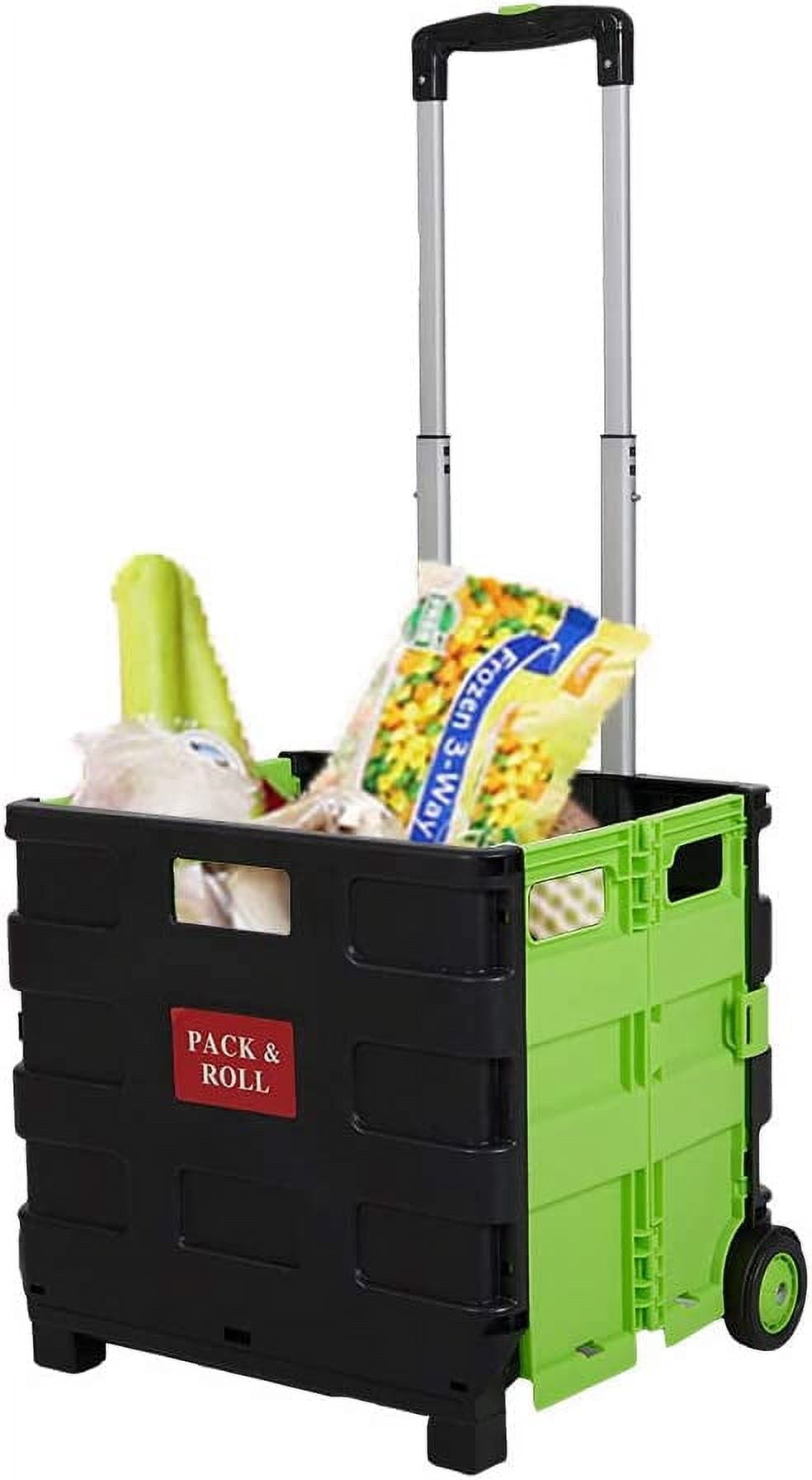 CARSTY Two-Wheeled Folding Rolling Crate with Wheels, Collapsible ...