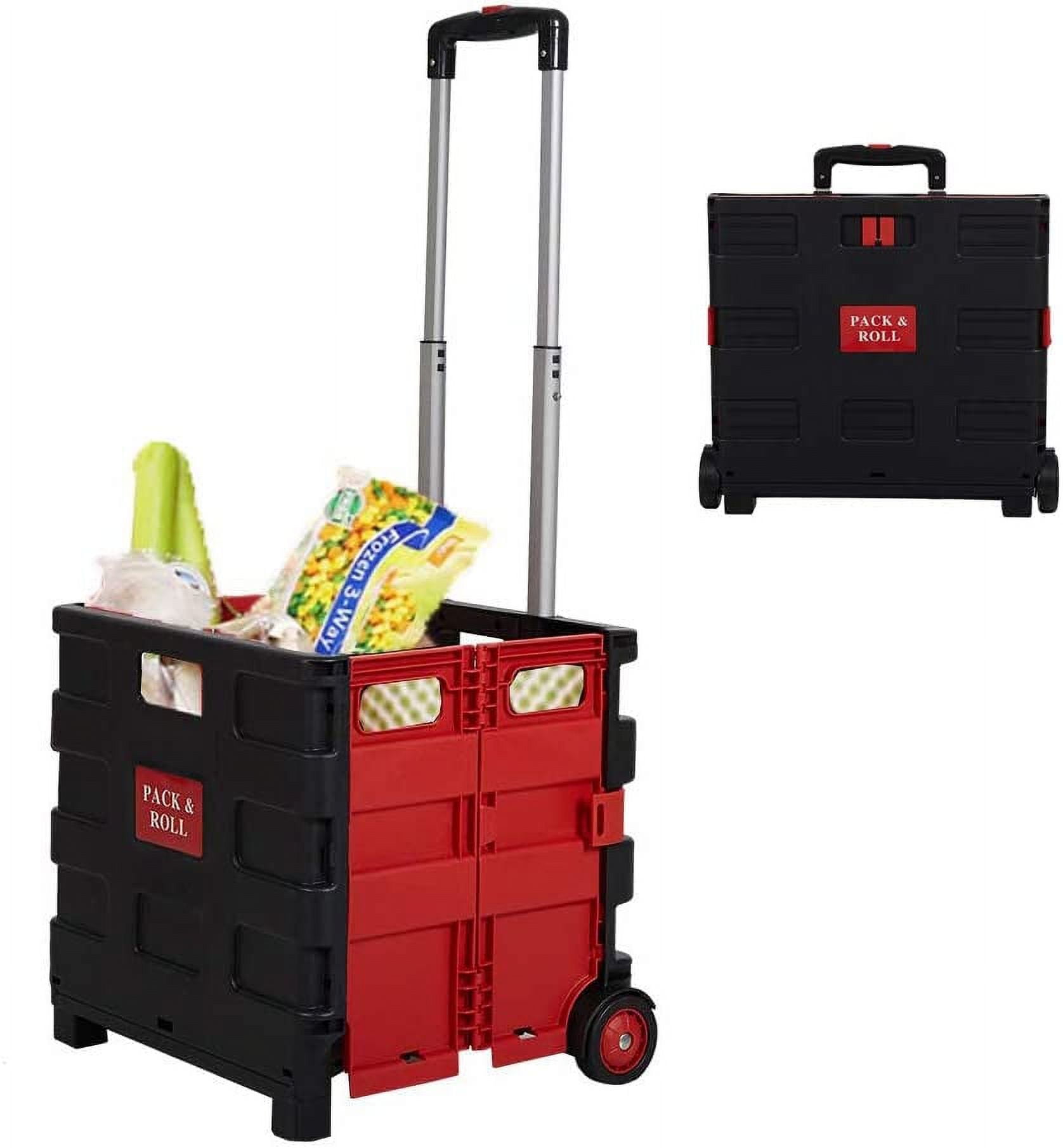 CARSTY Two-Wheeled Folding Rolling Crate with Wheels, Collapsible ...
