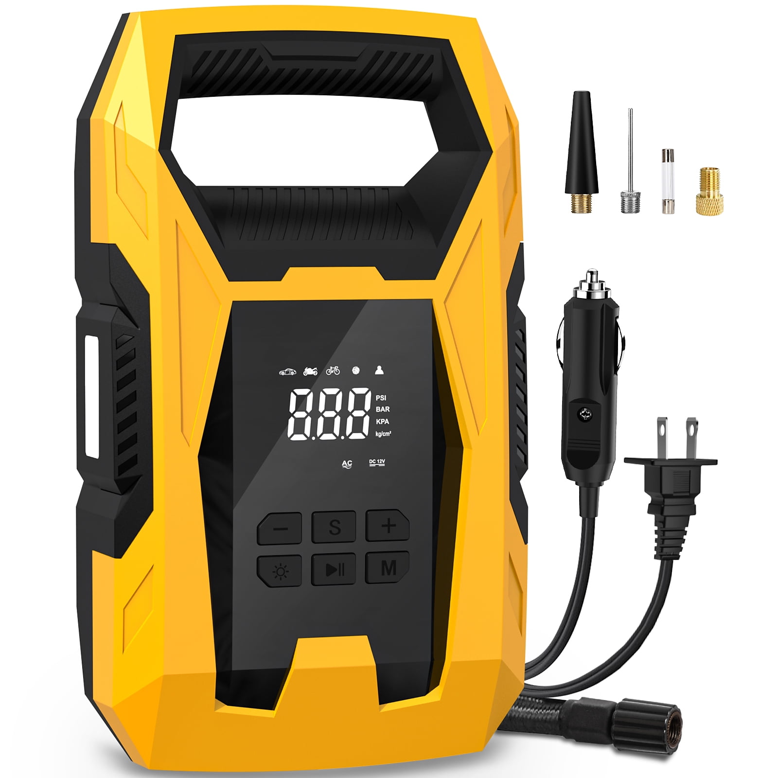 CARSUN AC/DC Tire Inflator Portable Air Compressor, Dual Power for Home ...