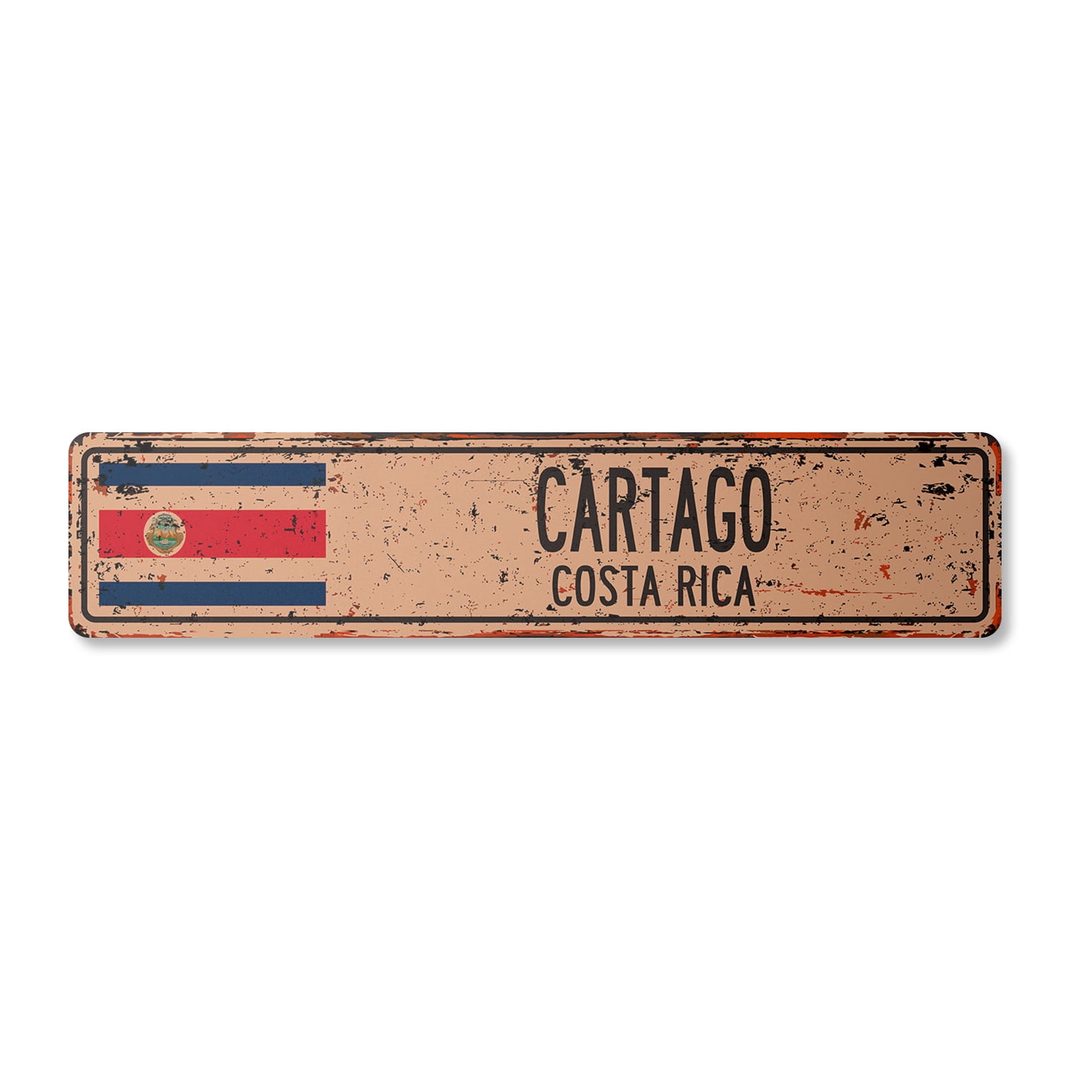 CARTAGO COSTA RICA Vintage Plastic Street Sign Costa Rican Tico flag ...
