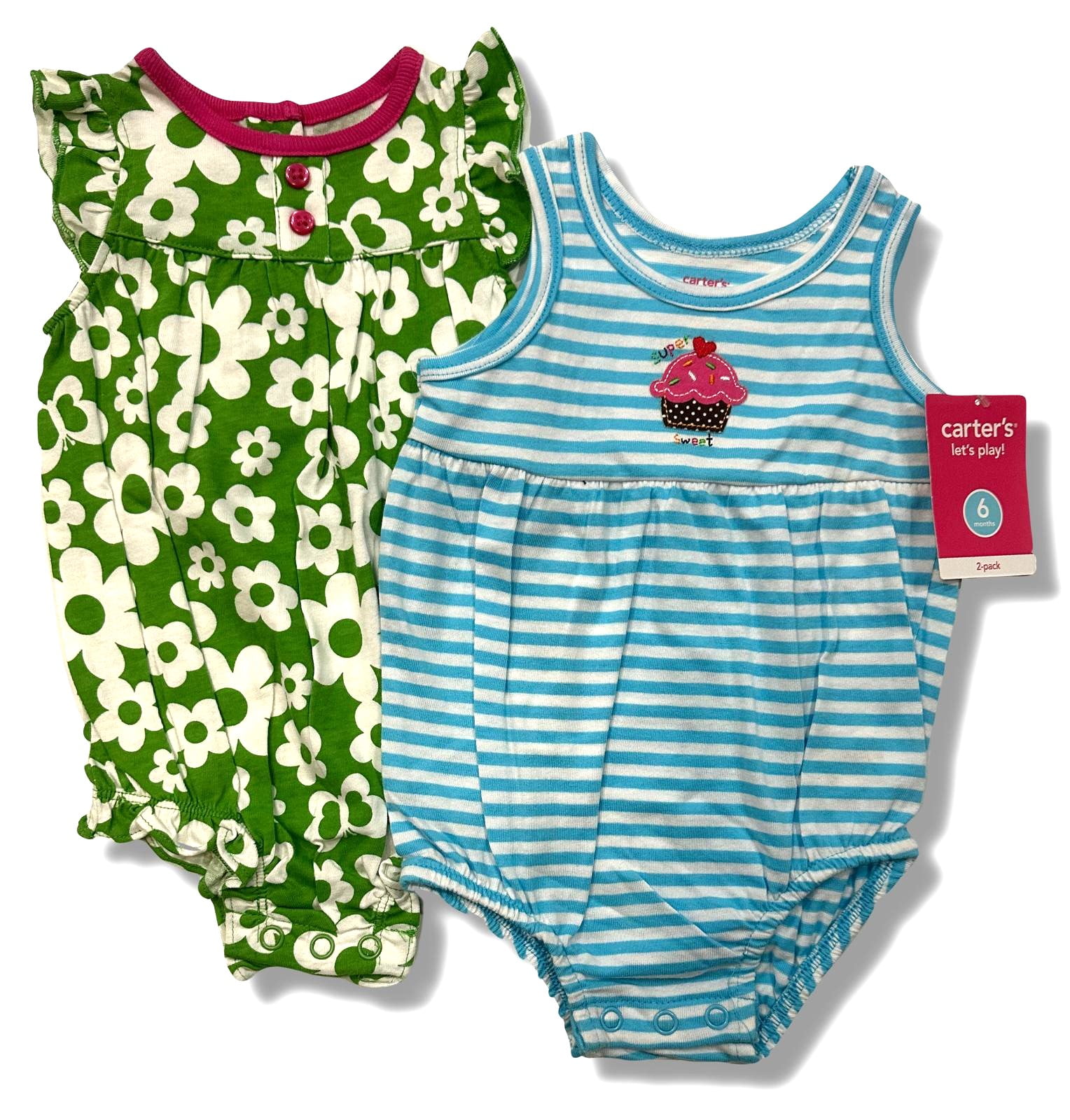 CARTER'S GIRLS OUTFIT - SET 2 PCS BODYSUIT DRESS - SZ 6 MONTHS STRIPED ...