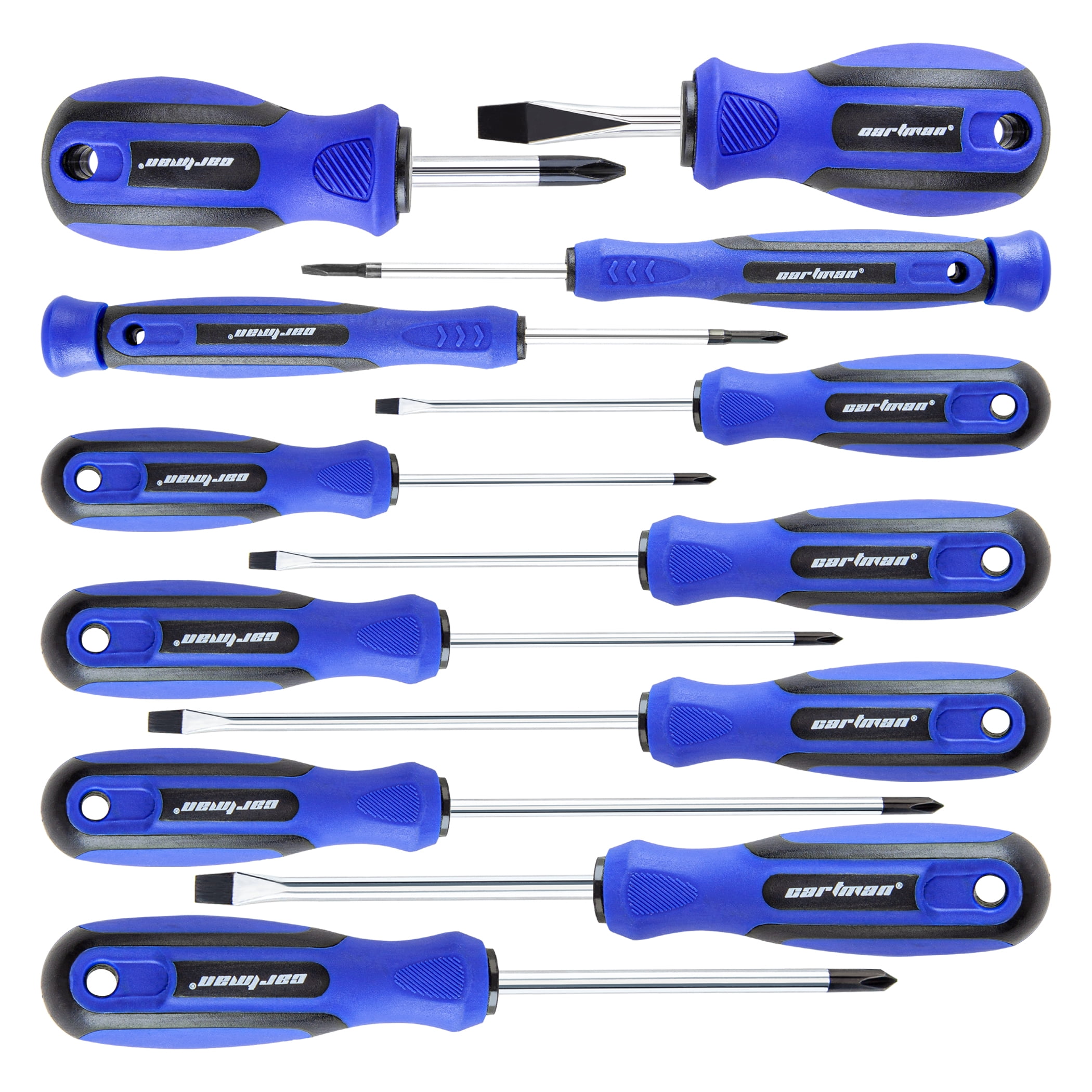 CARTMAN 12 Piece Magnetic Screwdriver Set - 6 Phillips and 6 Flat ...