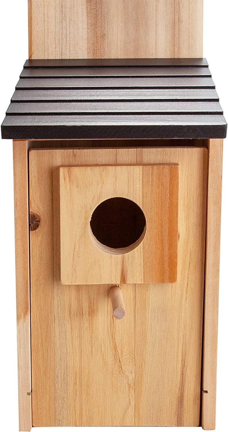 Cartman Cedar Bird Box, Wooden Hummingbird House, Pole Mounted Garden ...