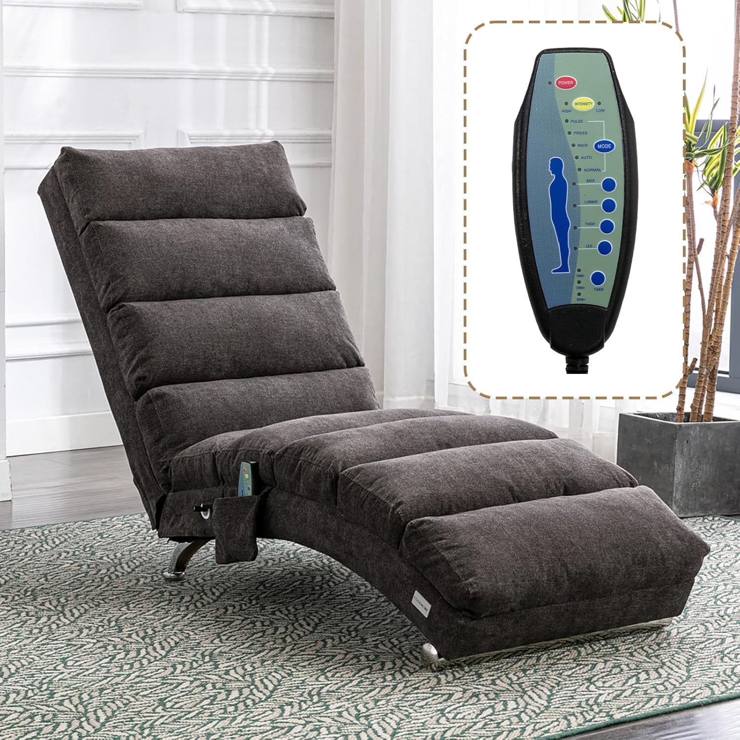 CARZZI LIFE Chaise Lounge Chair Indoor, Linen Upholstered Massage Chair ...