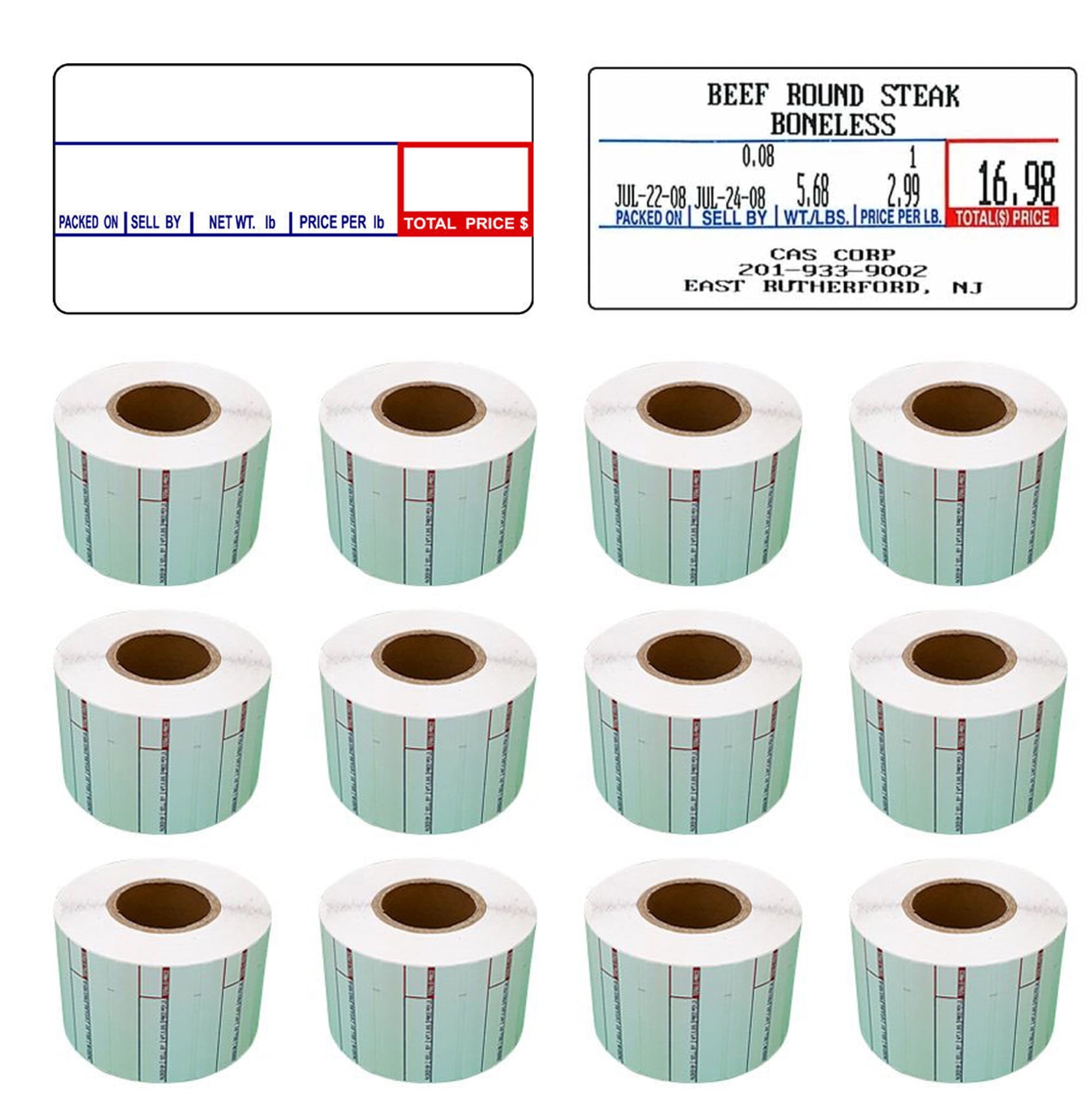 CAS Labels LST-8000 Thermal 12 Rolls - 12,000 Labels 58 x 30mm Printer ...