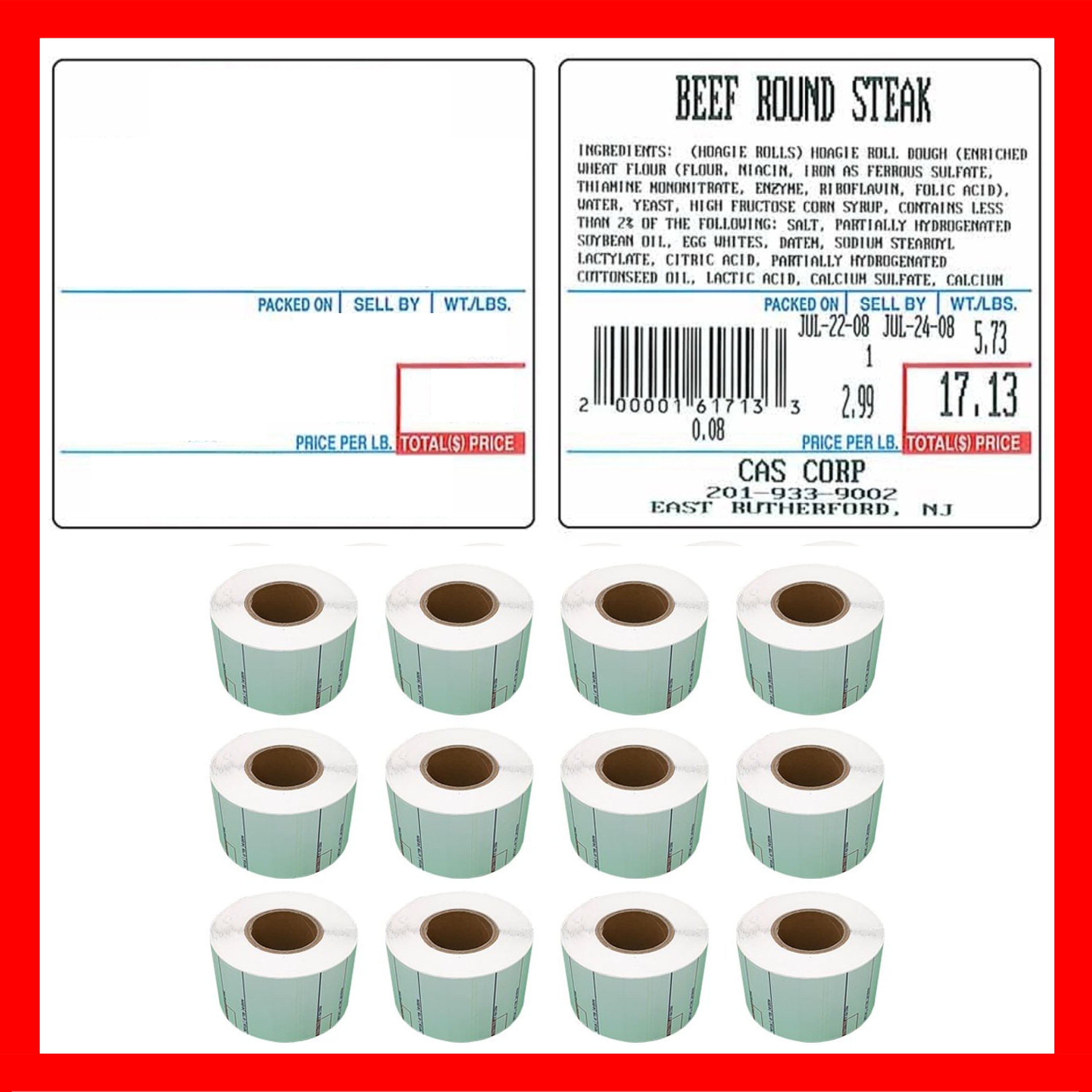 CAS Labels LST-8020 Thermal 12 Rolls - 6,000 Labels 58 x 60mm Printer ...
