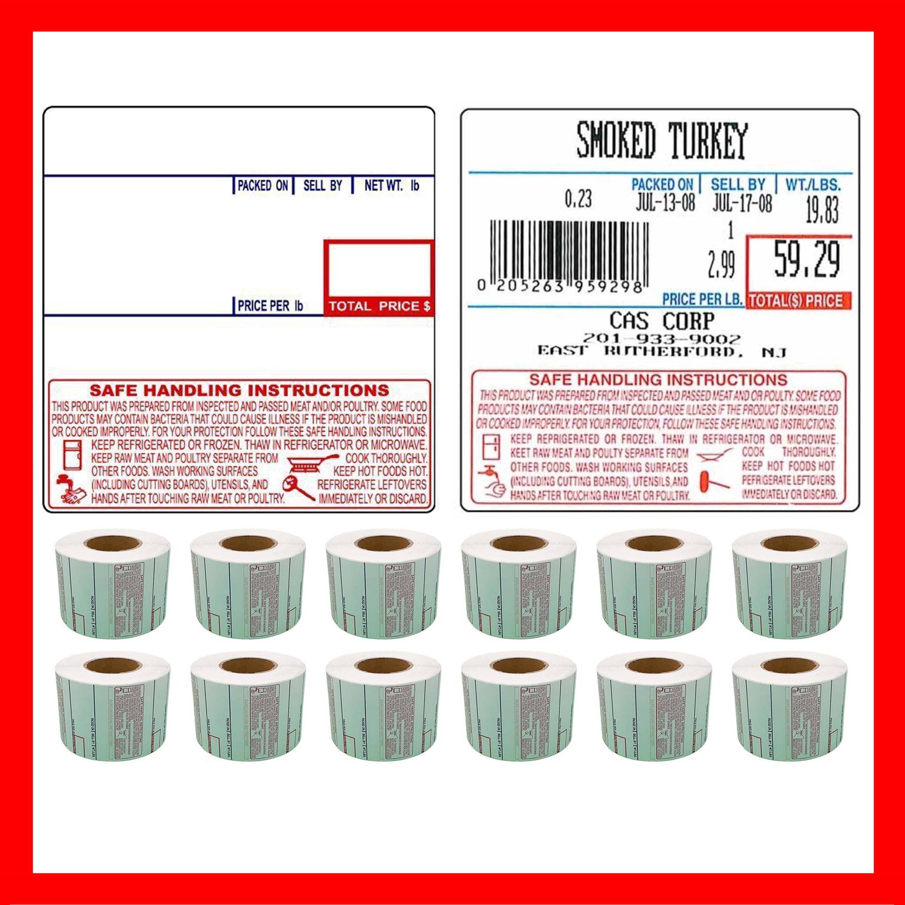 CAS Labels LST-8040 Thermal 12 Rolls - 6000 Labels 58 x 60mm Printer ...