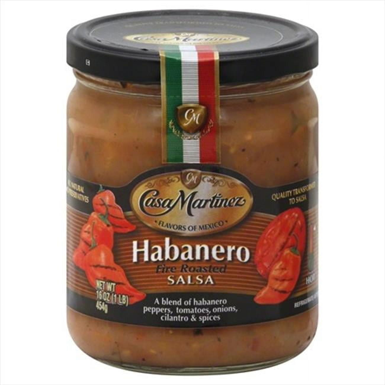 CASA MARTINEZ All Natural Habanero Fire Roasted Salsa, 16 oz - Pack of ...