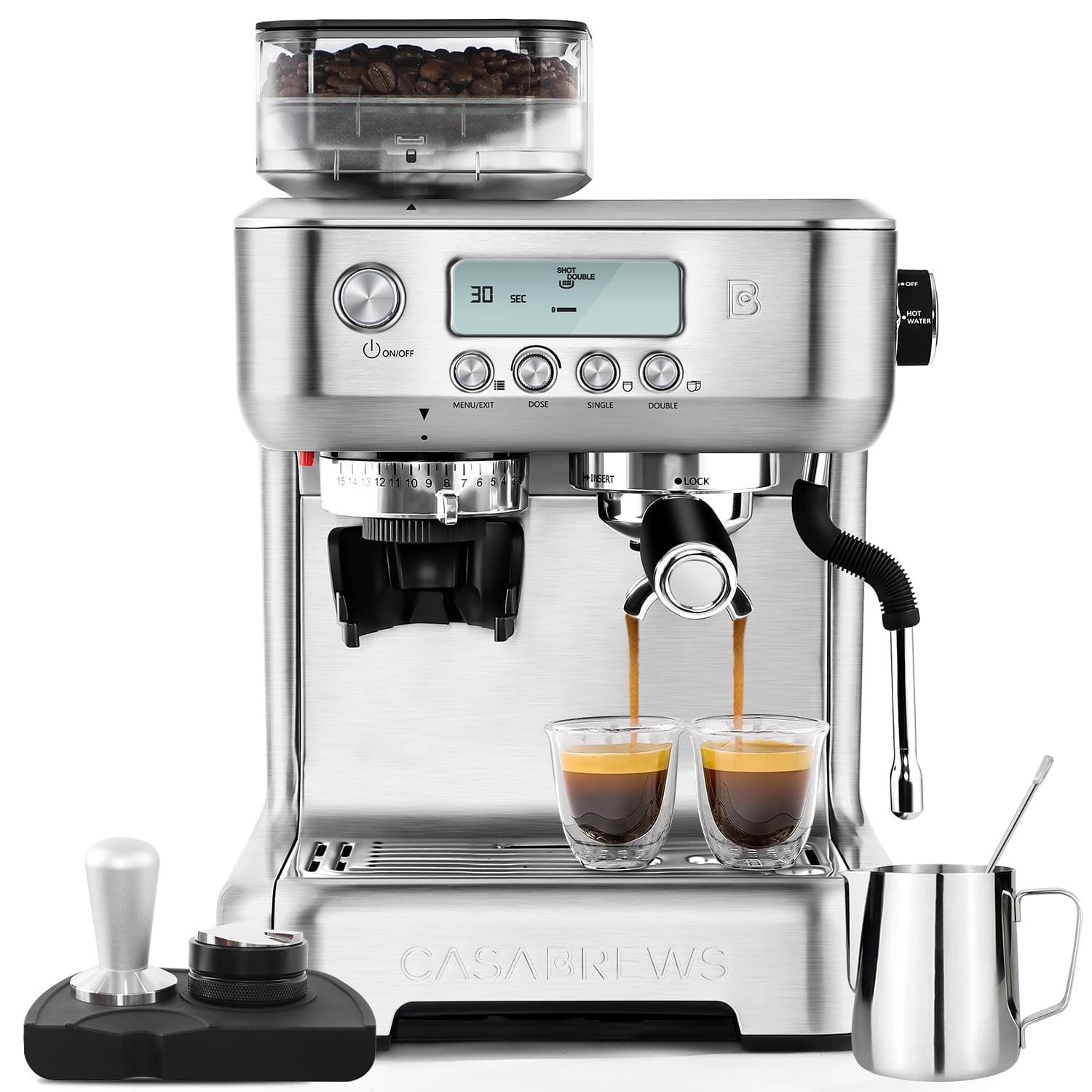 Casabrews Automatic 20 Bar Home Espresso Machine, LCD Display ...