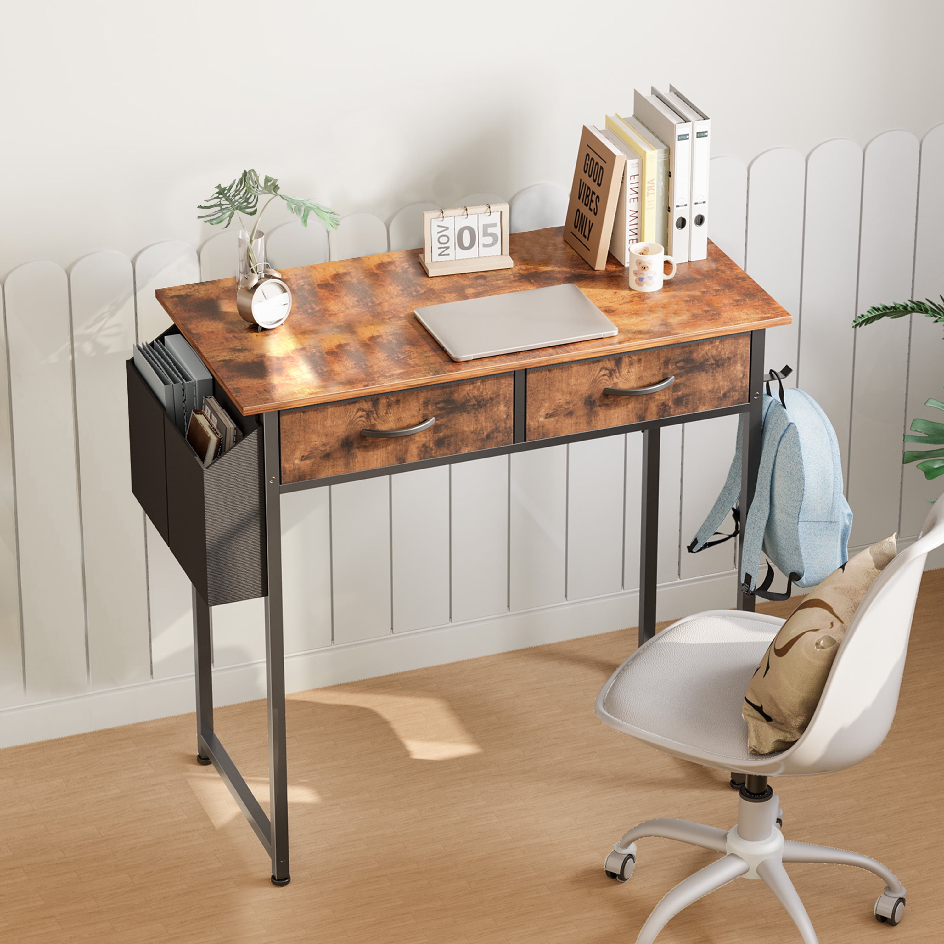 CASADEAR 32" Computer Desk Small Writing Study PC Table with Storage ...