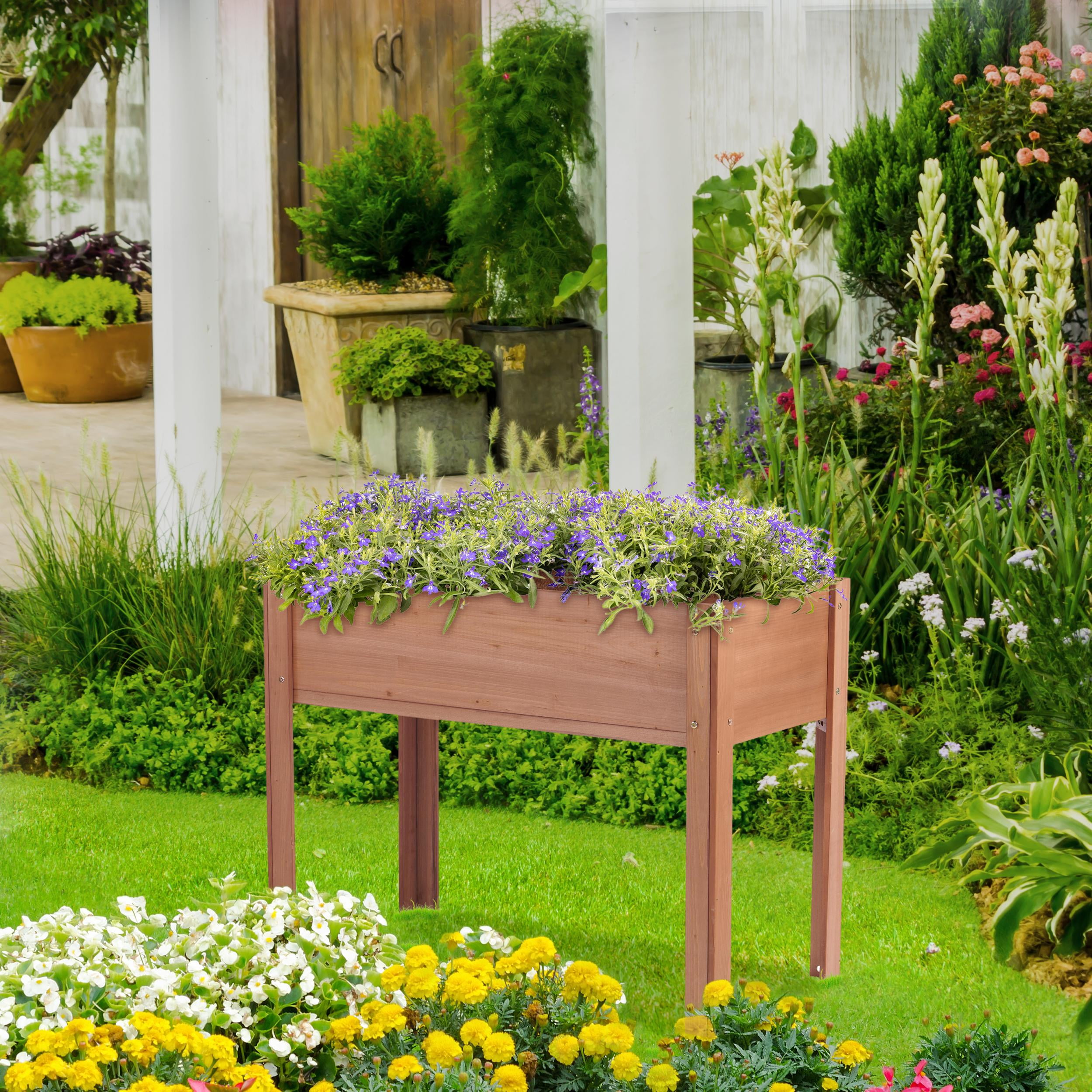 CASADEAR 40x20x31 inch Elevated Wooden Planter Box, Raised Garden Bed ...