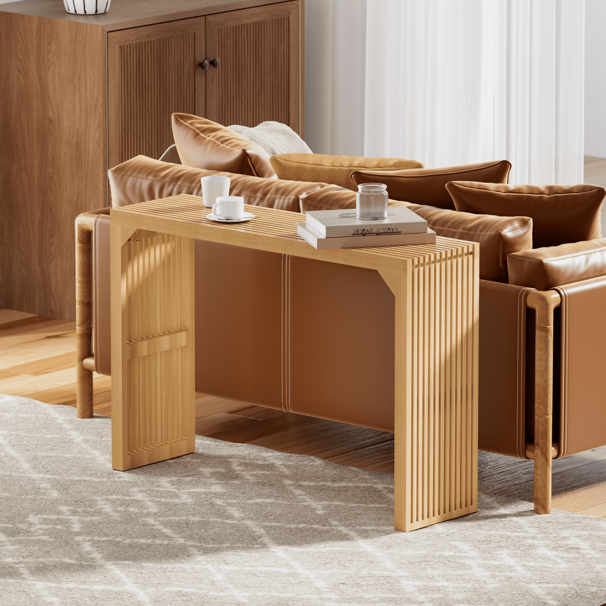 CASADEAR 46" Natural Solid Wood Narrow Console Table - Elegant ...