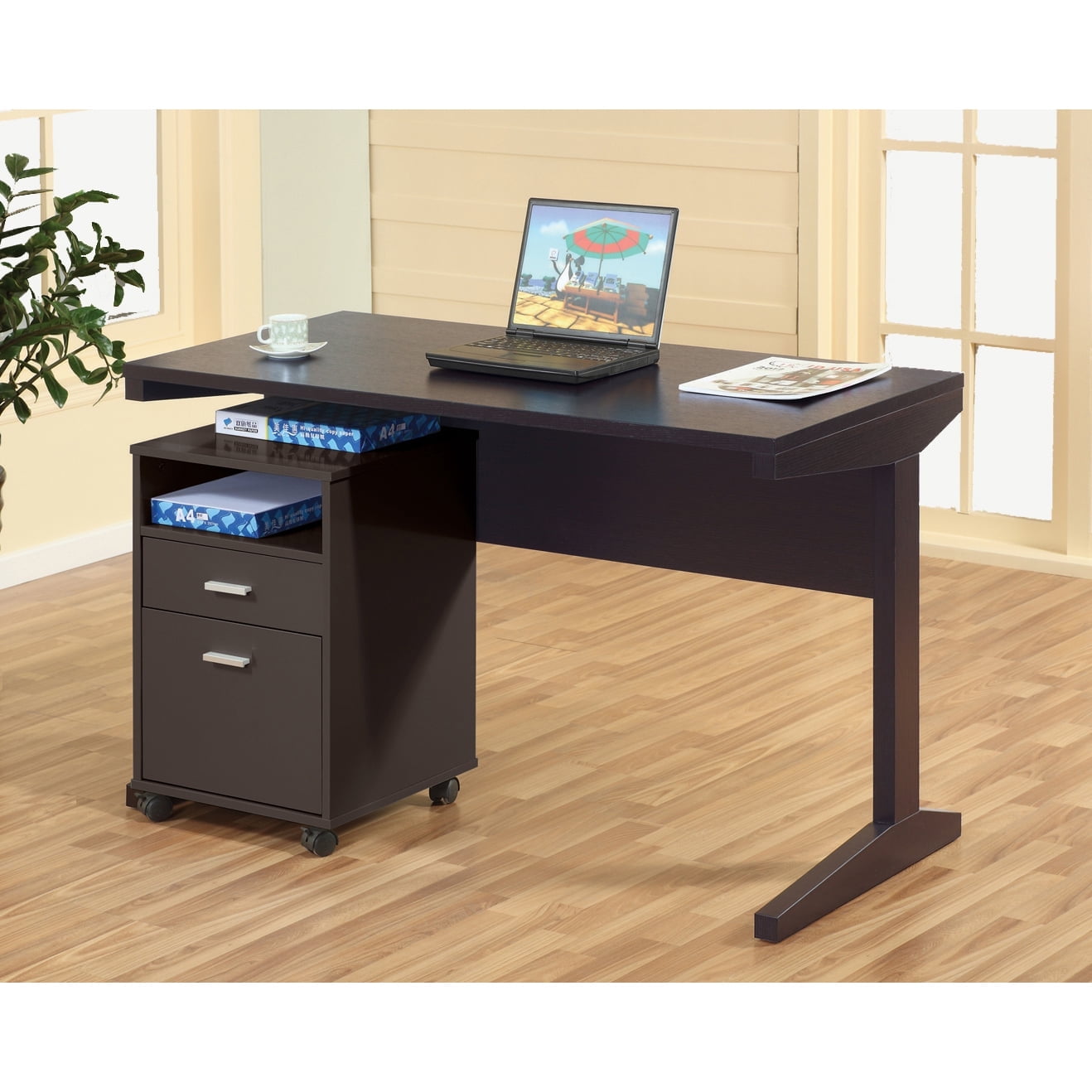 CASADEAR Compact Home Office Desk with Modesty Panel & Mobile File ...