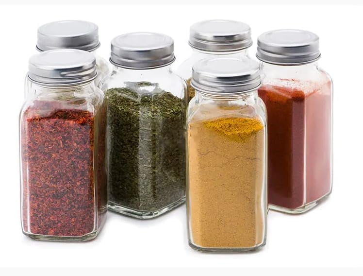 CASADELIGHT Square Glass Spice Jars 120 ml Clear Glass Square Spice Jar ...