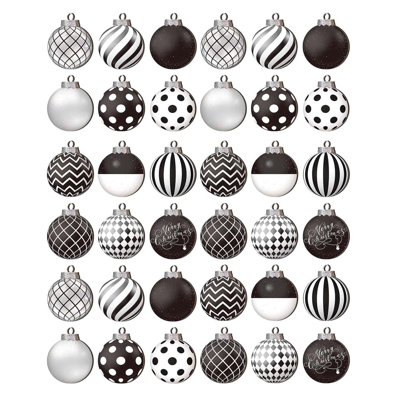CASAFUN 36Pcs Christmas Polka Dot Ornaments Black and White Winter ...