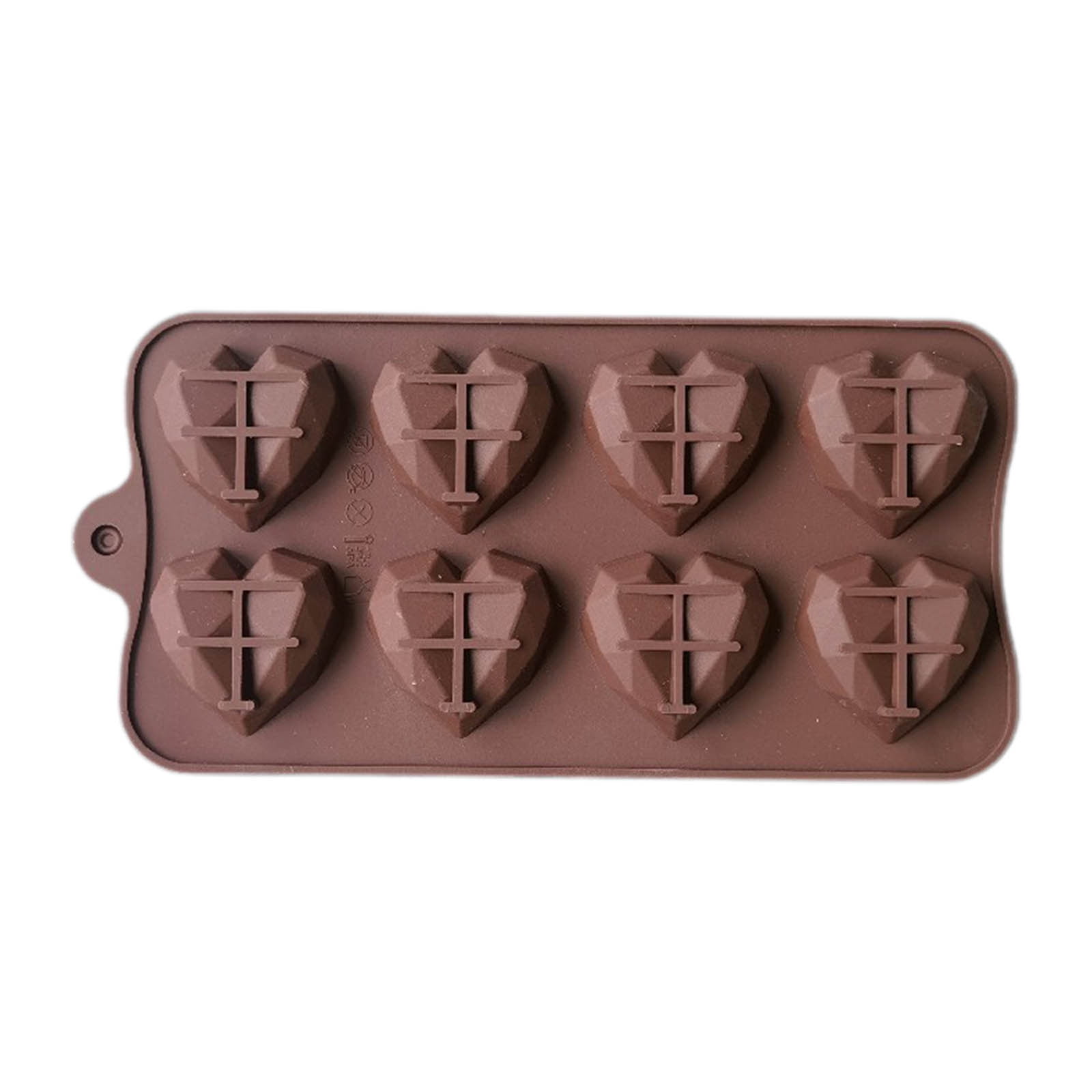CASAFUN 3D Diamond Heart Silicone Mold for Chocolate,8 Cavities Easy ...