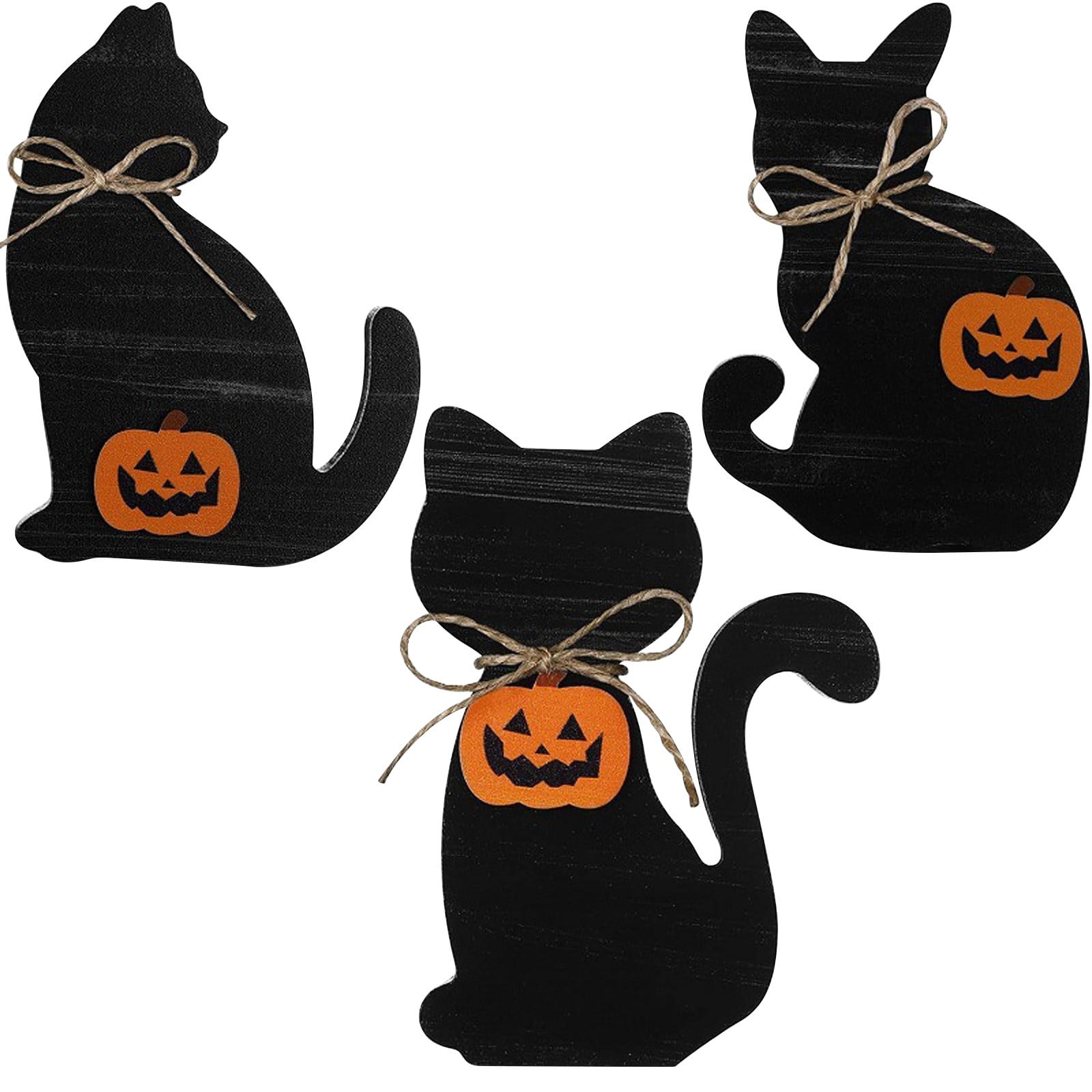 CASAFUN 3pc Halloween Wooden Centerpieces Table Decorations, Black Cat ...