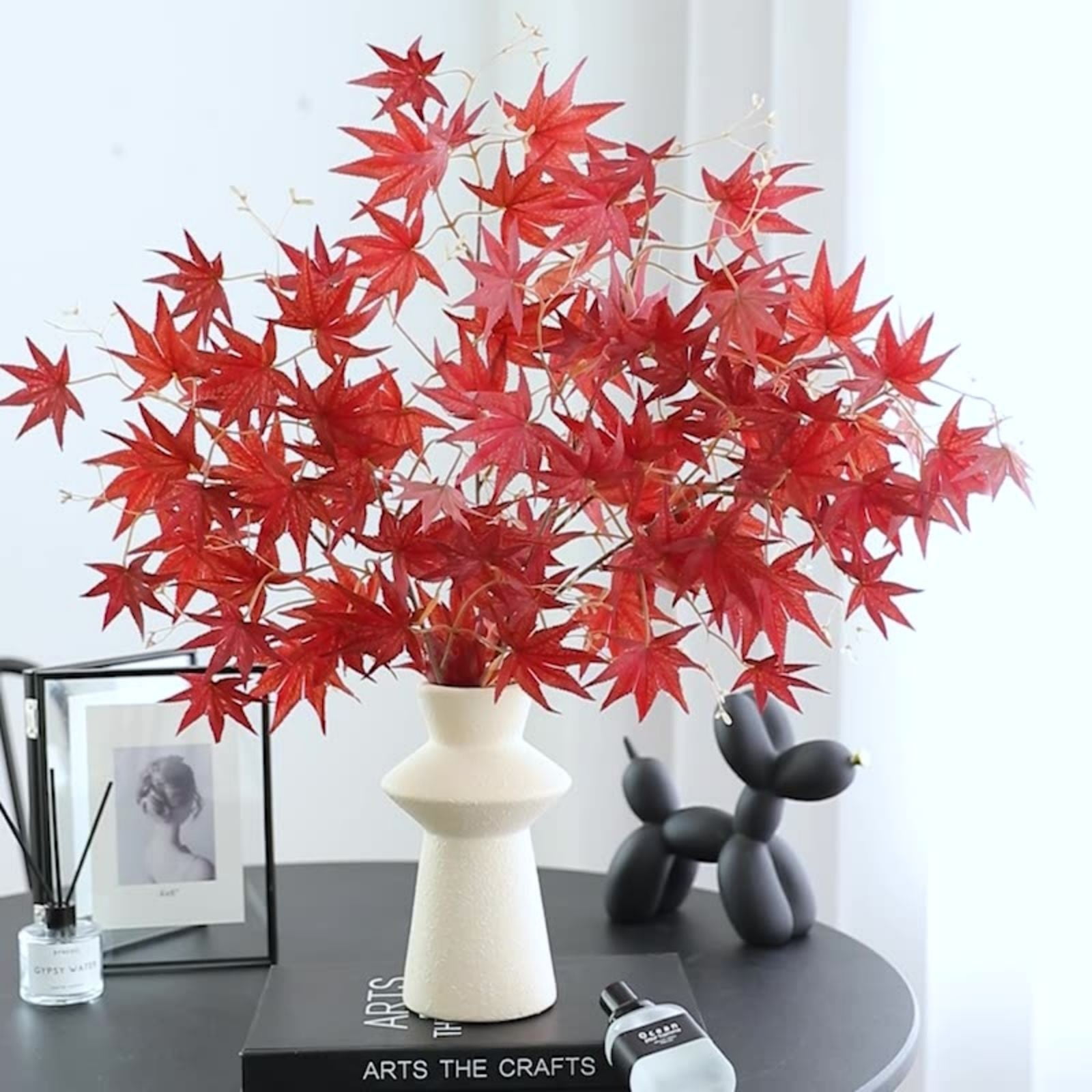 CASAFUN Artificial Maple Leaves Branches Fake Fall Leaves Stems Maple ...