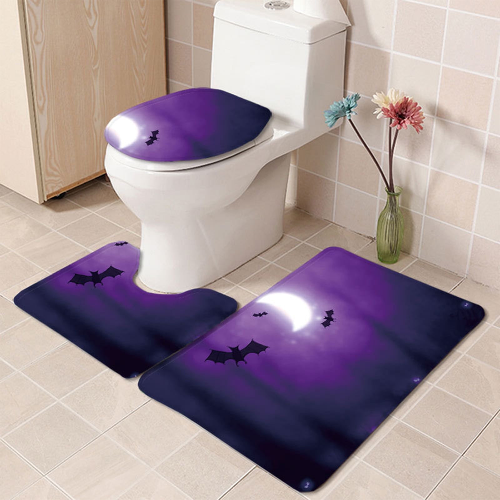 CASAFUN Bats Bath Mat Set 3Pc Super Absorbent Quick Dry U-shaped Toilet ...