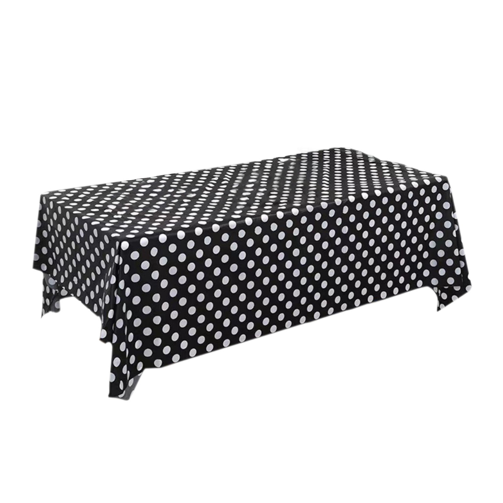 CASAFUN Black Polka Dot Plastic Table Cloth 107.87x53.93in Black and ...
