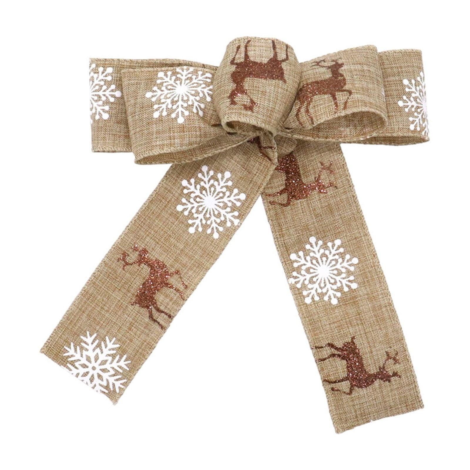 CASAFUN Christmas Burlap Bows for Wreath Reindeer Snowflake Wreath Bow ...