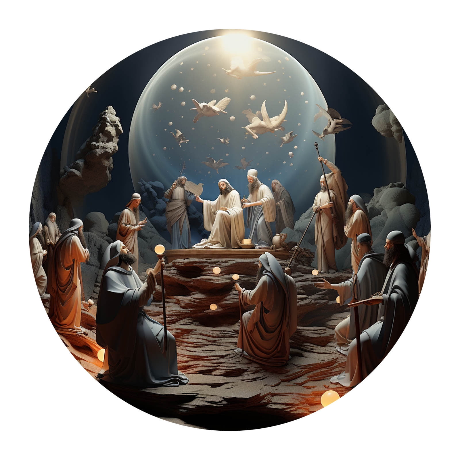 CASAFUN Christmas Classic Jesus Scene Nativity Acrylic Pendant,3D ...