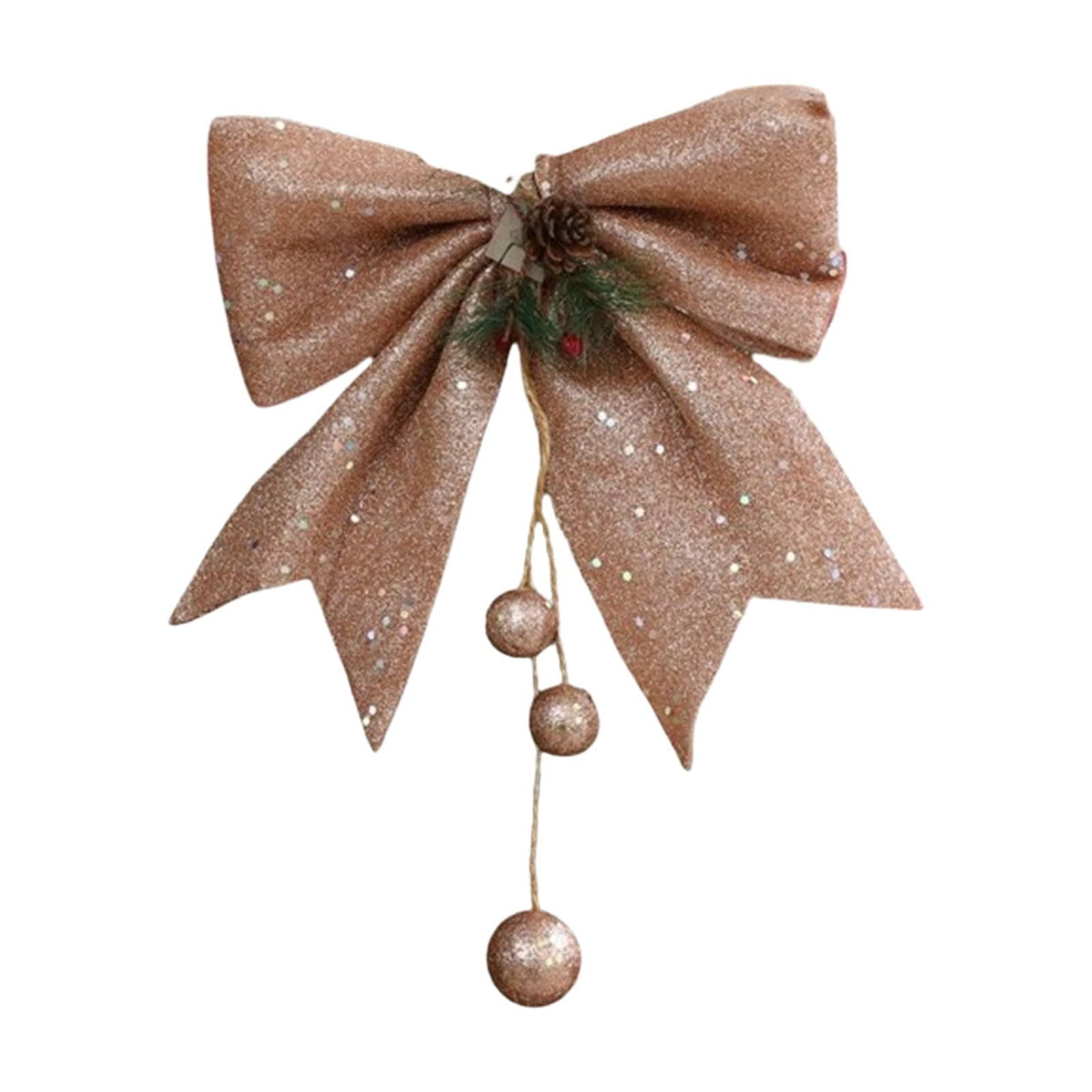 CASAFUN Christmas Ribbon Wired Gold Christmas Tree Bow Ribbon Glitter ...