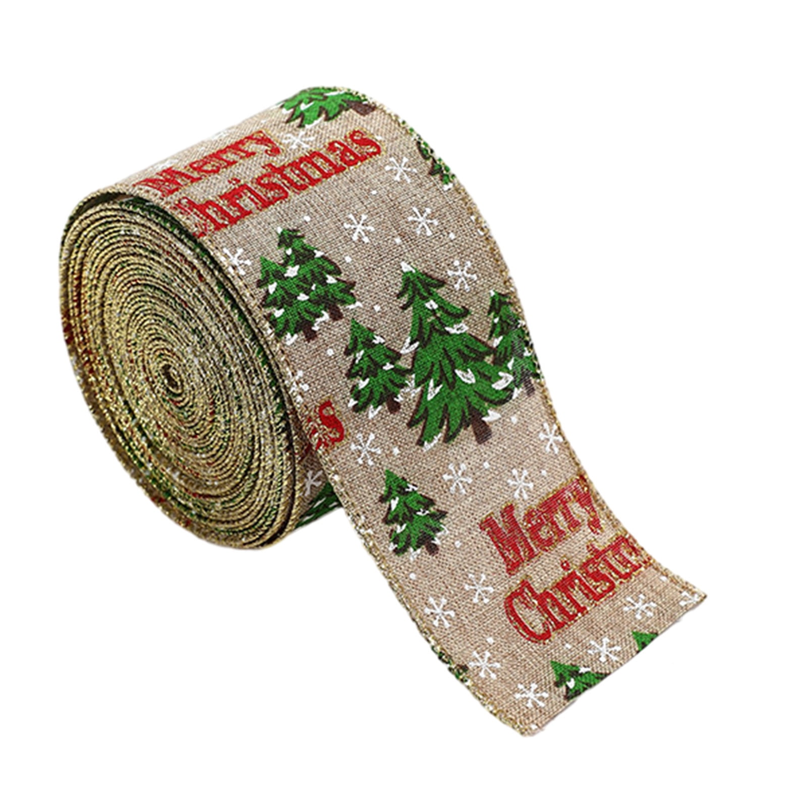 CASAFUN Christmas Ribbon Wired Gold Christmas Tree Bow Ribbon Glitter ...