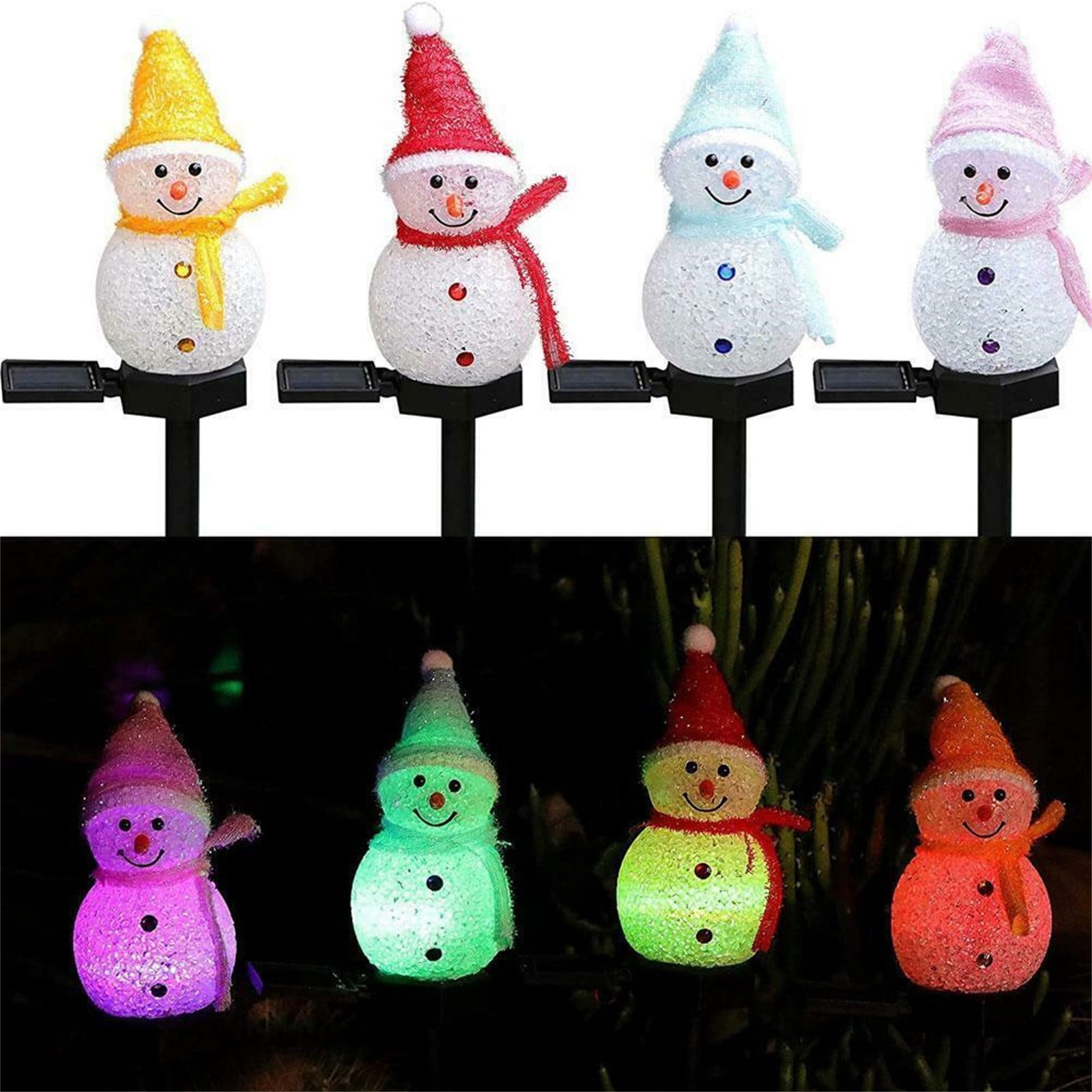 CASAFUN Christmas Snowman Garden Stake, 2024 New Waterproof Solar ...
