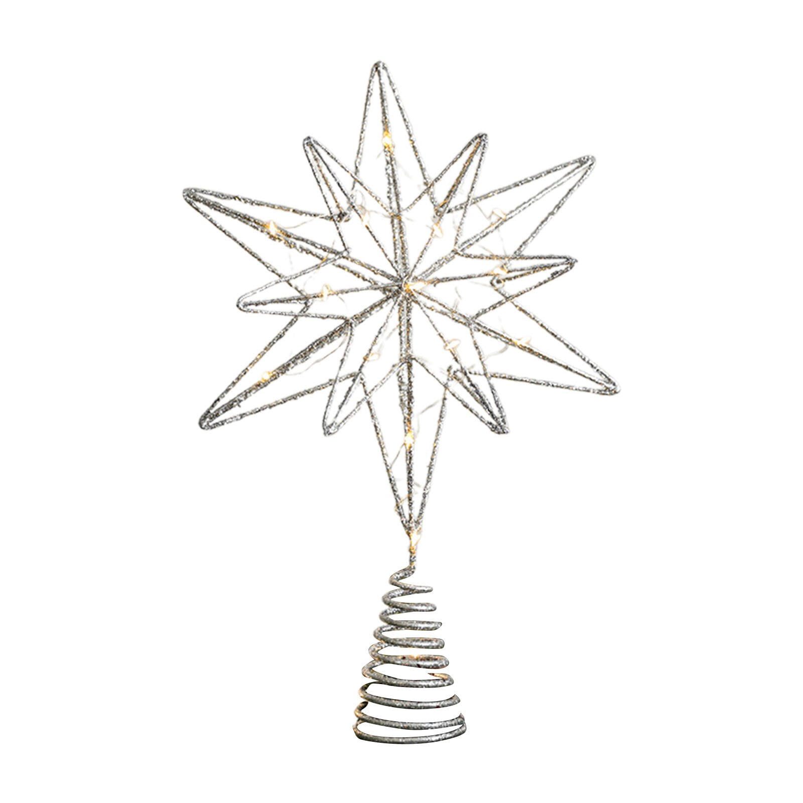 CASAFUN Christmas Star Tree Topper with LED String Lights 12 inch ...