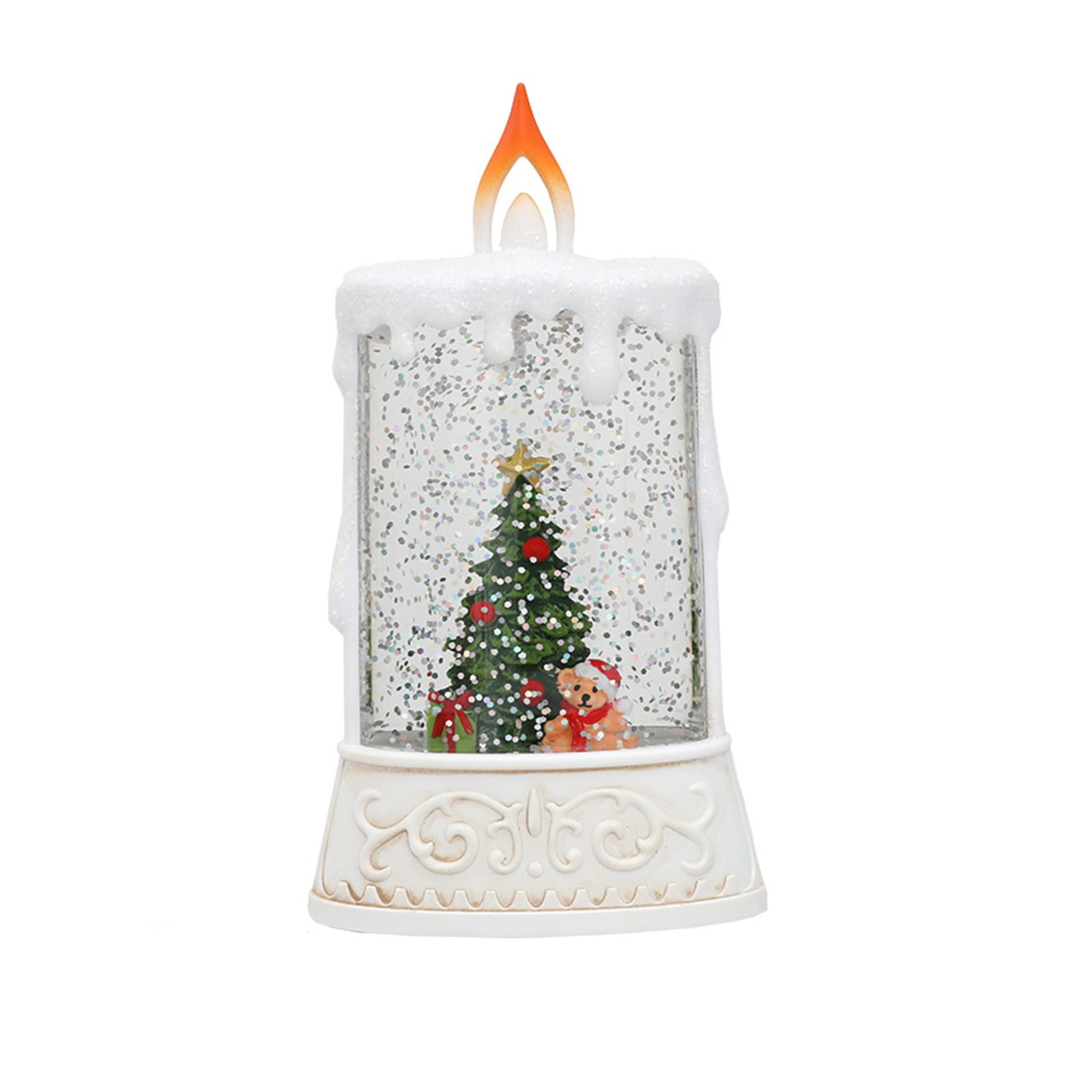 CASAFUN Christmas Tabletop Decor, Snow Globe Water Spinning LED Lighted ...