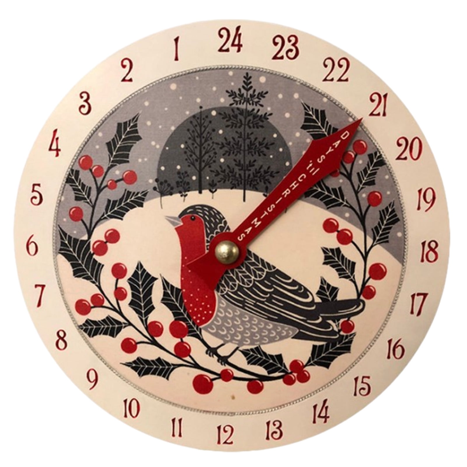 CASAFUN Christmas Tree Wooden Wall Clock Silent Non Ticking Snowflake ...