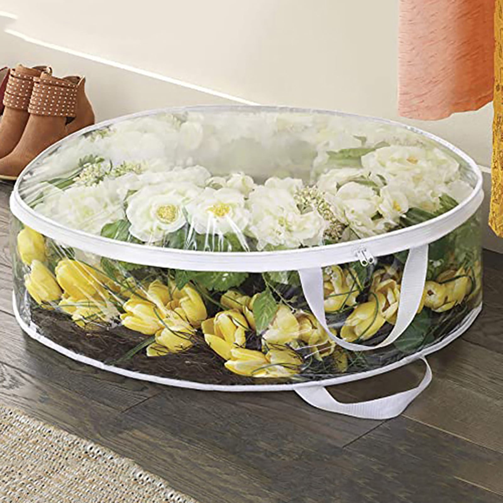 CASAFUN Clear Wreath Storage Bag with Handle,Christmas Wreath Storage ...