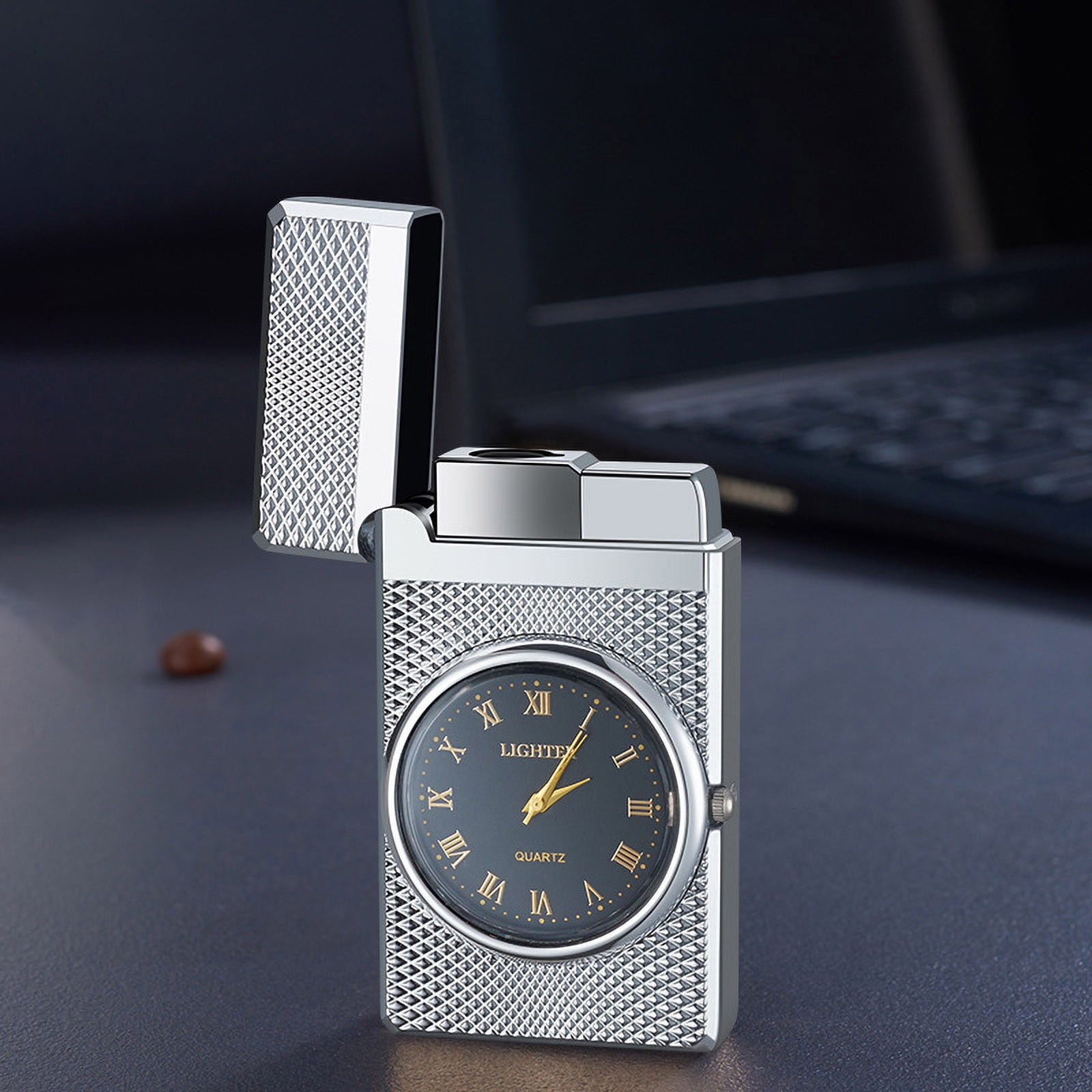 CASAFUN Clock Lighter 2-in-1 Portable Lighter Refillable Butane Lighter ...