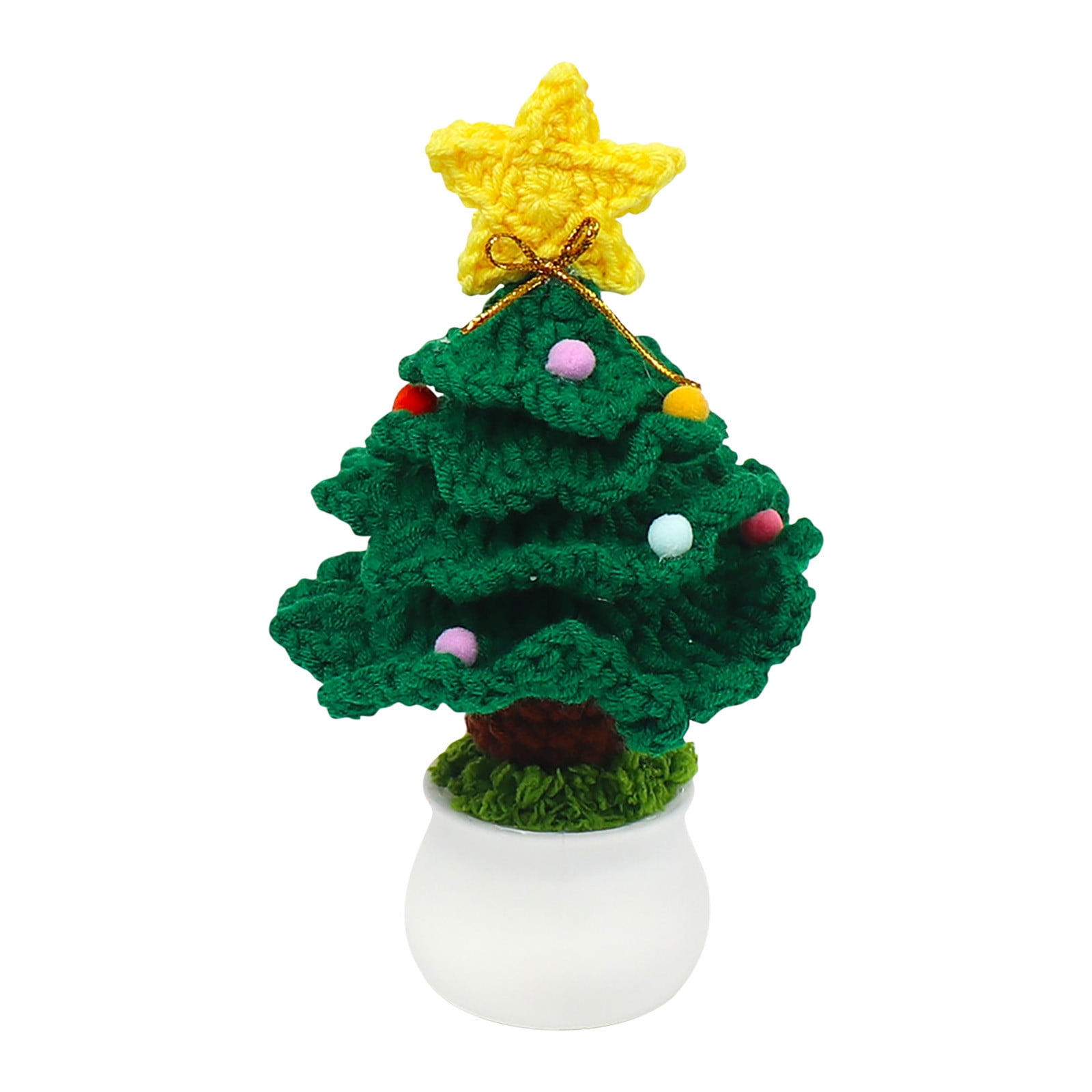 CASAFUN Crochet Christmas Tree Pot, Finished Hand Woven Artificial ...