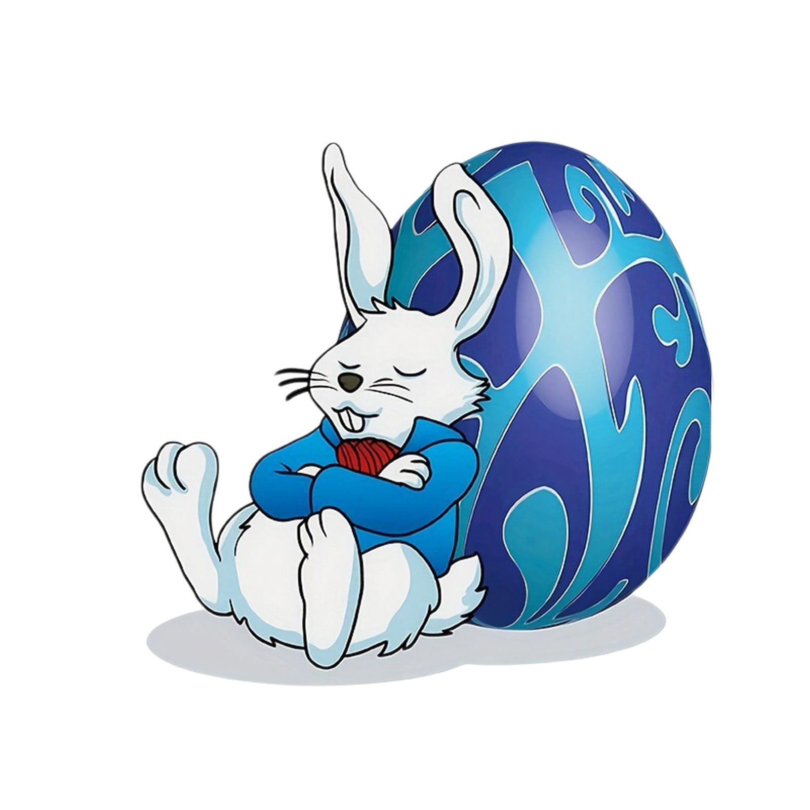 CASAFUN Cute Sleepy White Bunny Easter Rabbit with Egg Cartoon Vinyl ...